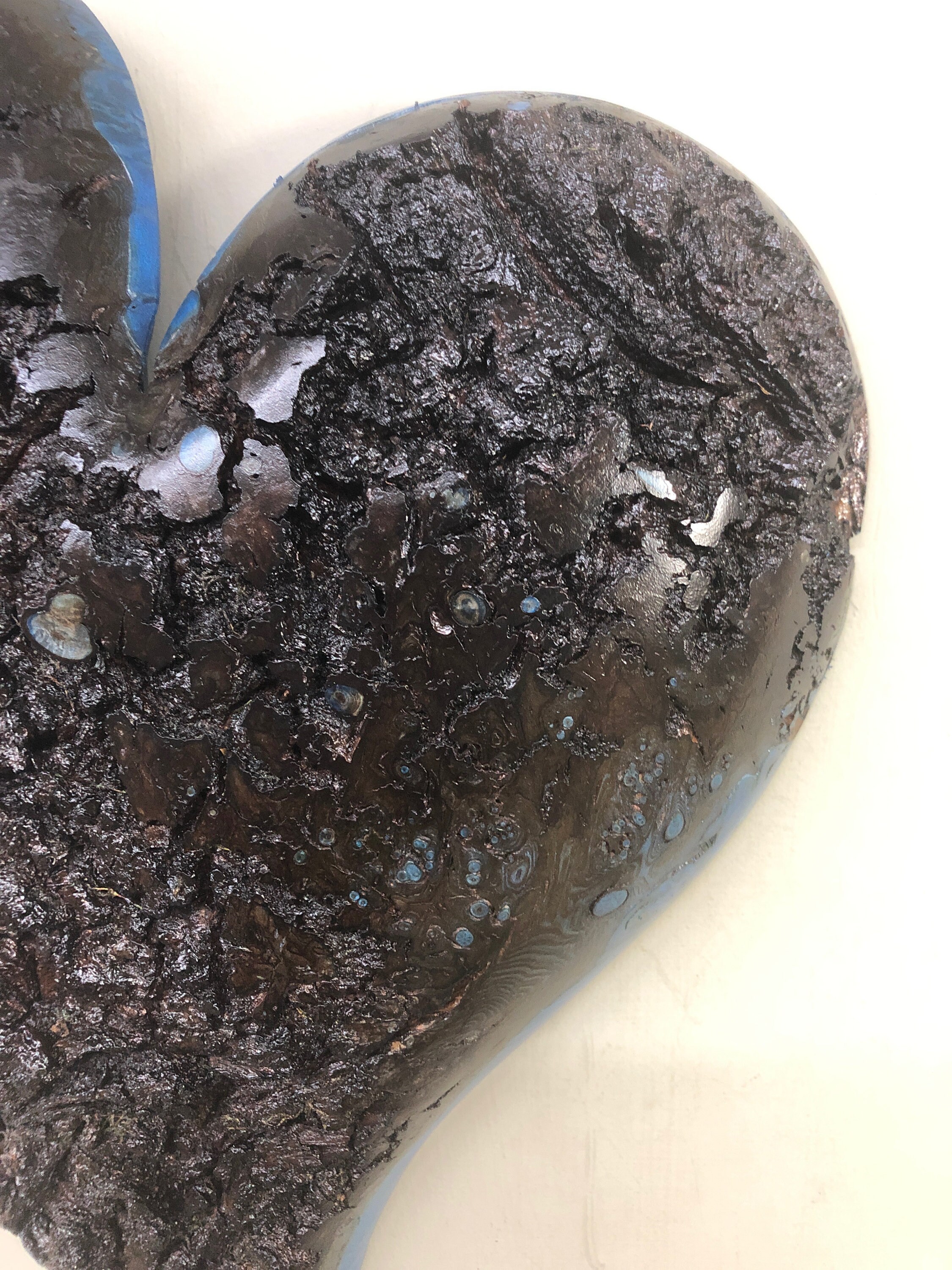 Heart art blue wood wall heart carving