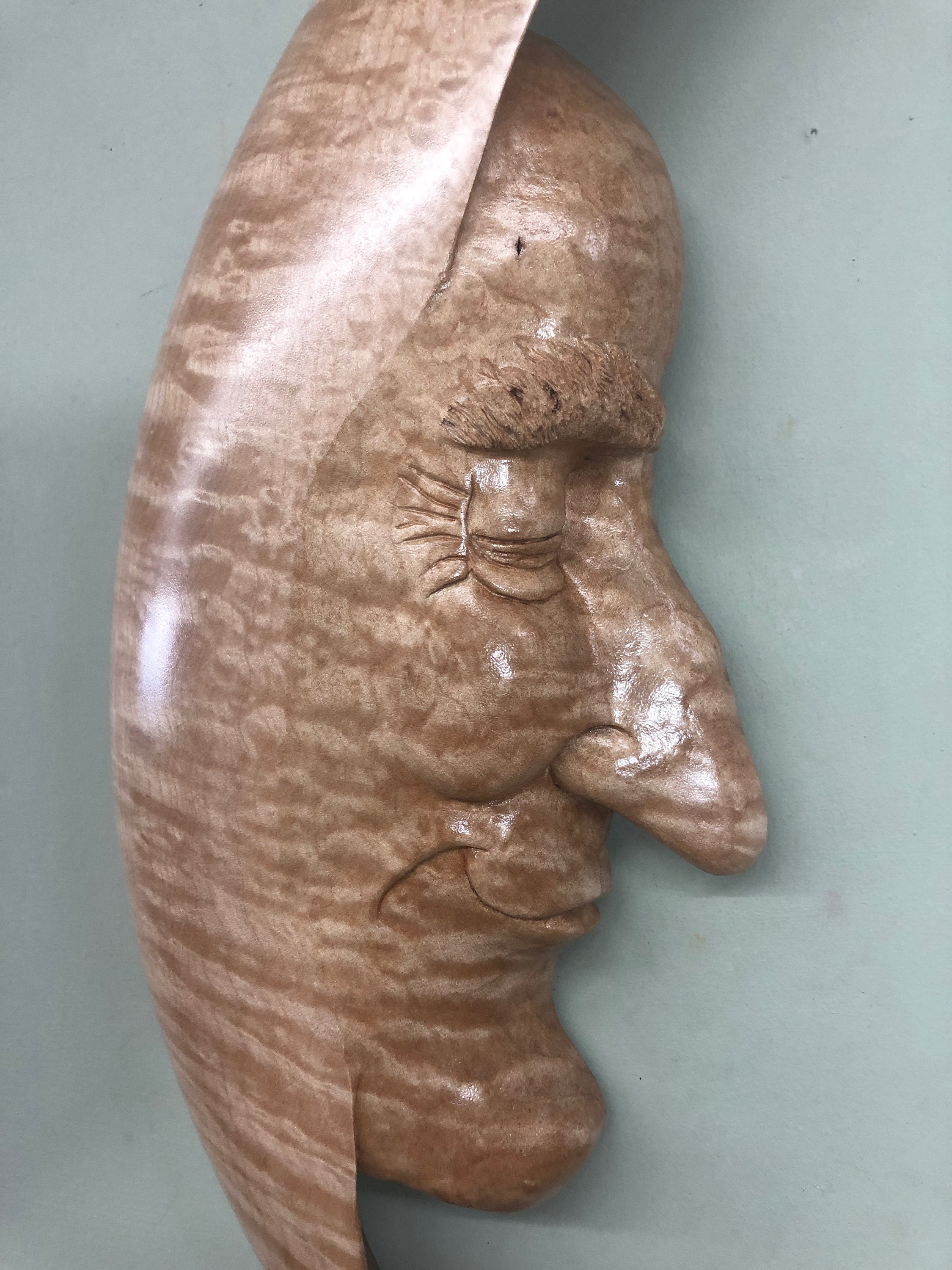 Man in the Moon Wood Carving a Moon Man Sculpture Present