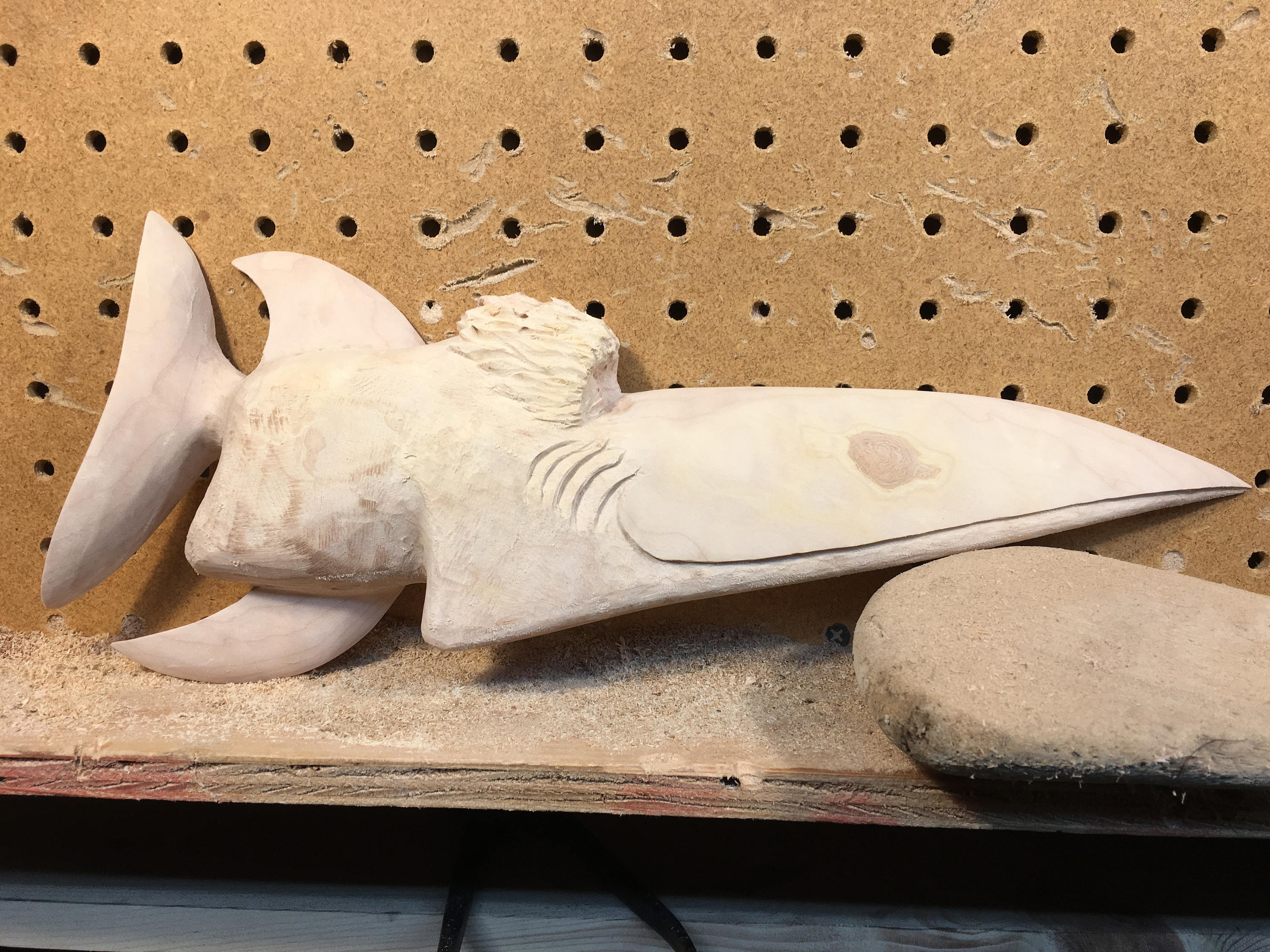 Whimsical fish wood sculpture fishing Art Sculpture Christmas Gift