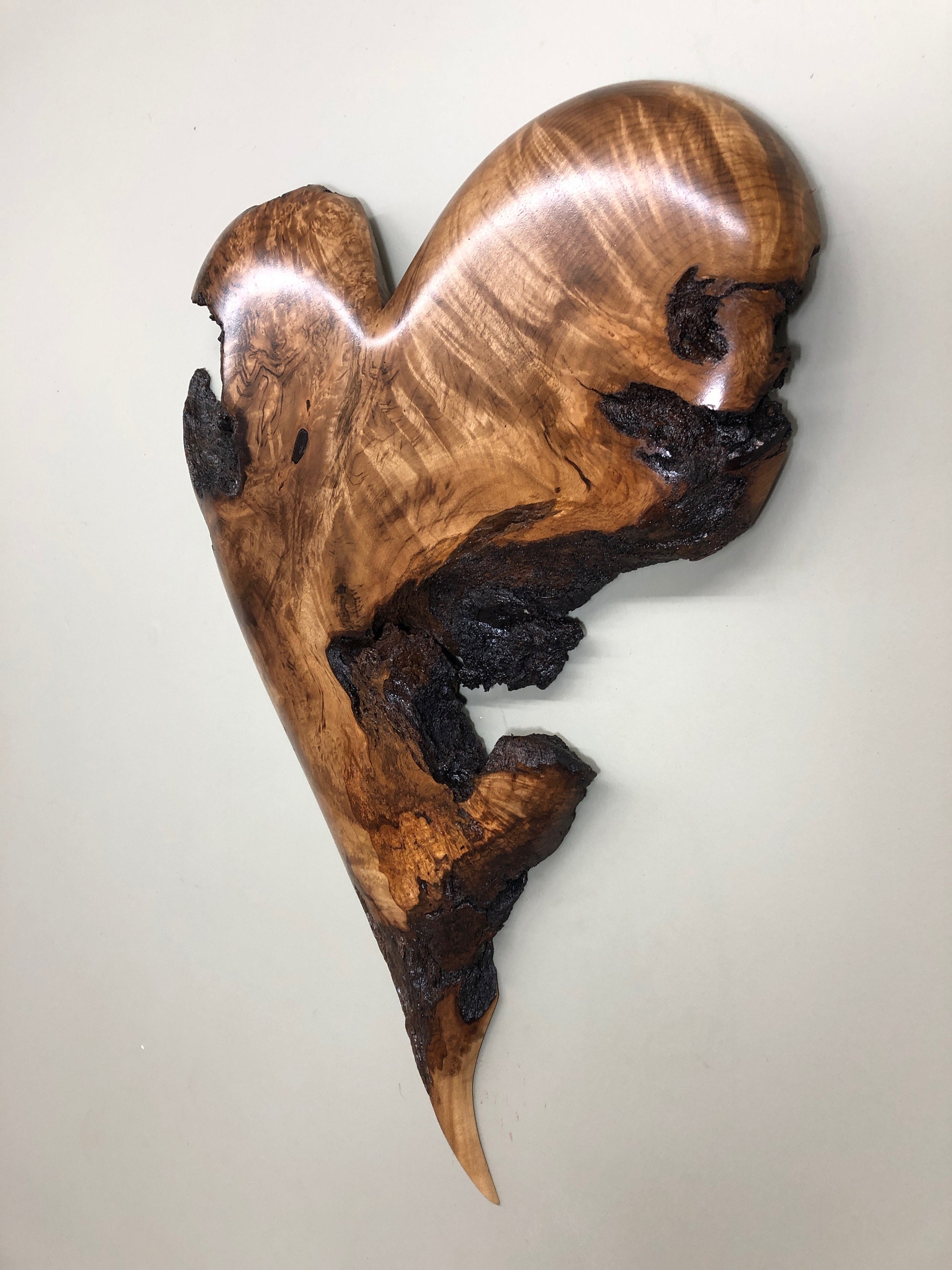 Personalized wood hearts wood carving fifth 5th Anniversary gift present