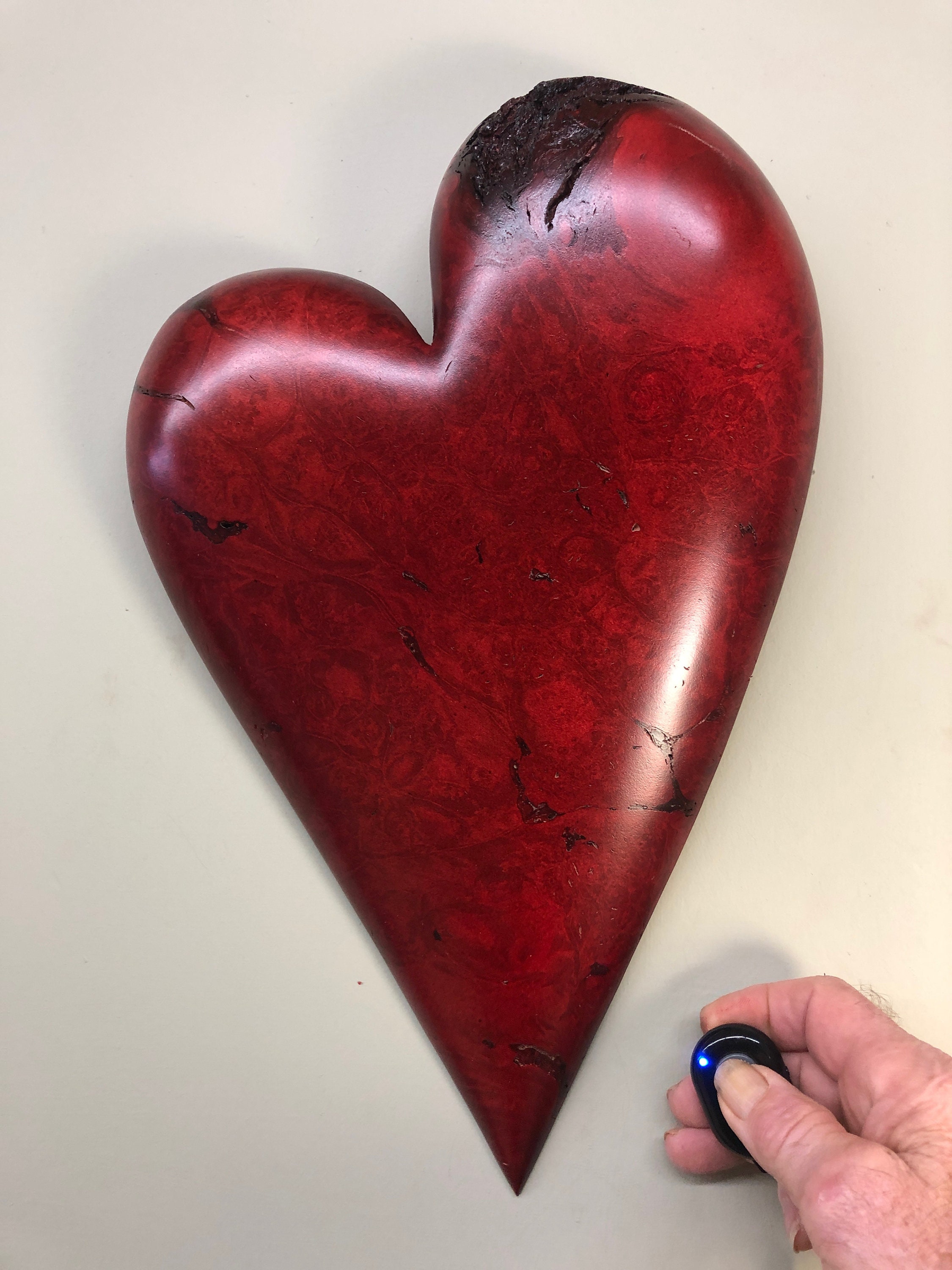 Personalized red wood Heart carving unique Christmas gift present