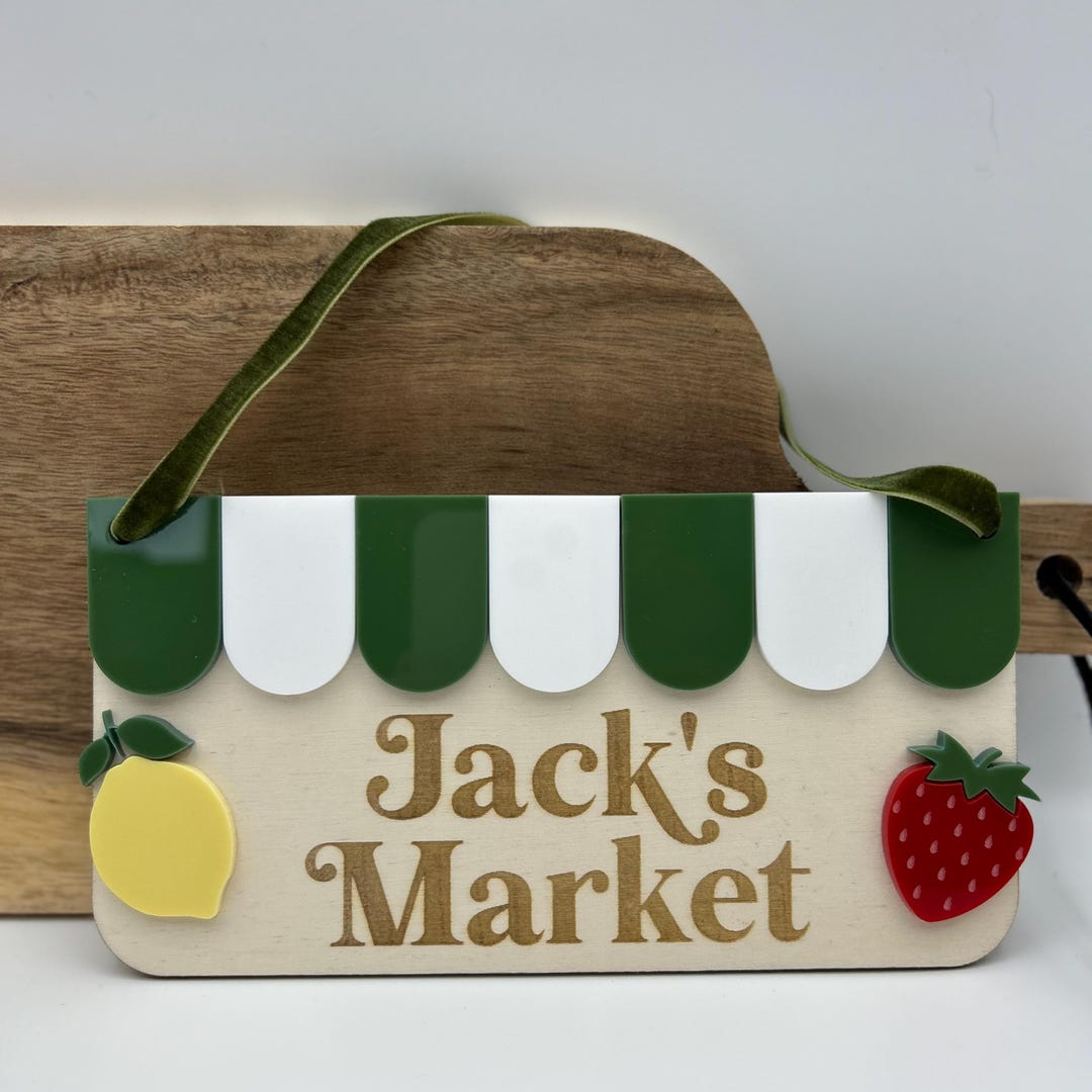 Personalised Wooden Play Kitchen Sign | Market Shop Sign | Children's ...