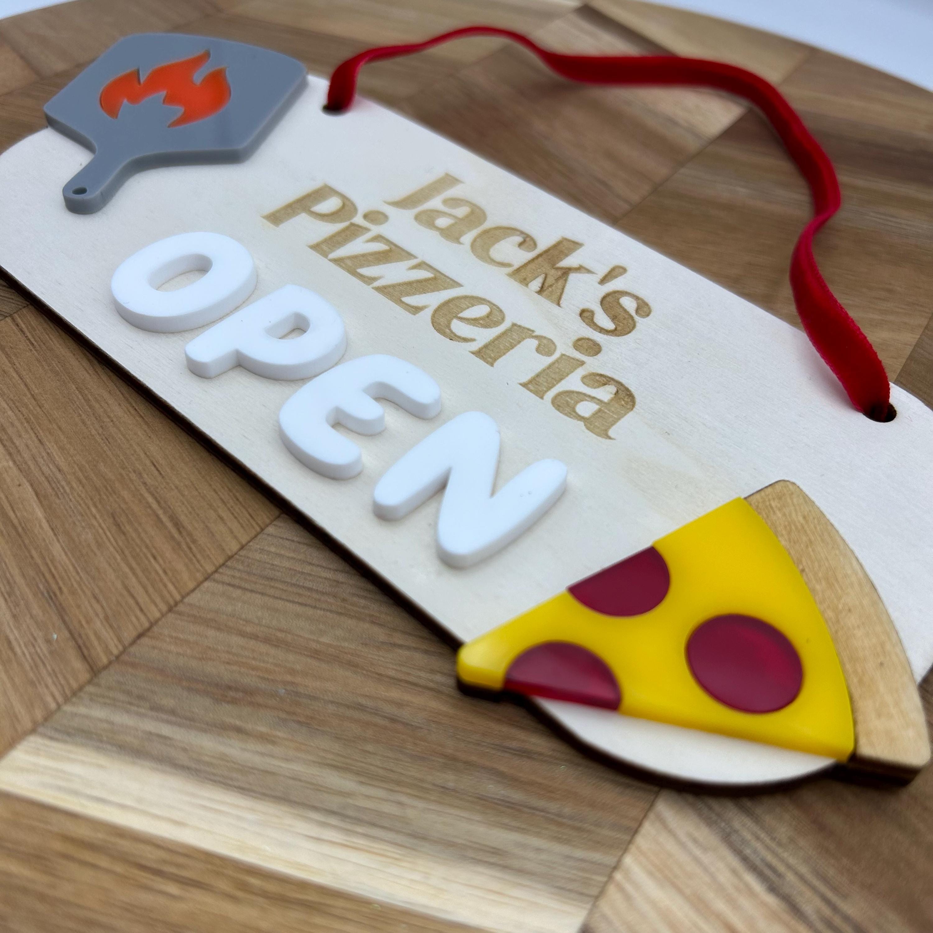 Personalised Wooden Play Kitchen Sign for Pizzeria | Market Shop Sign ...