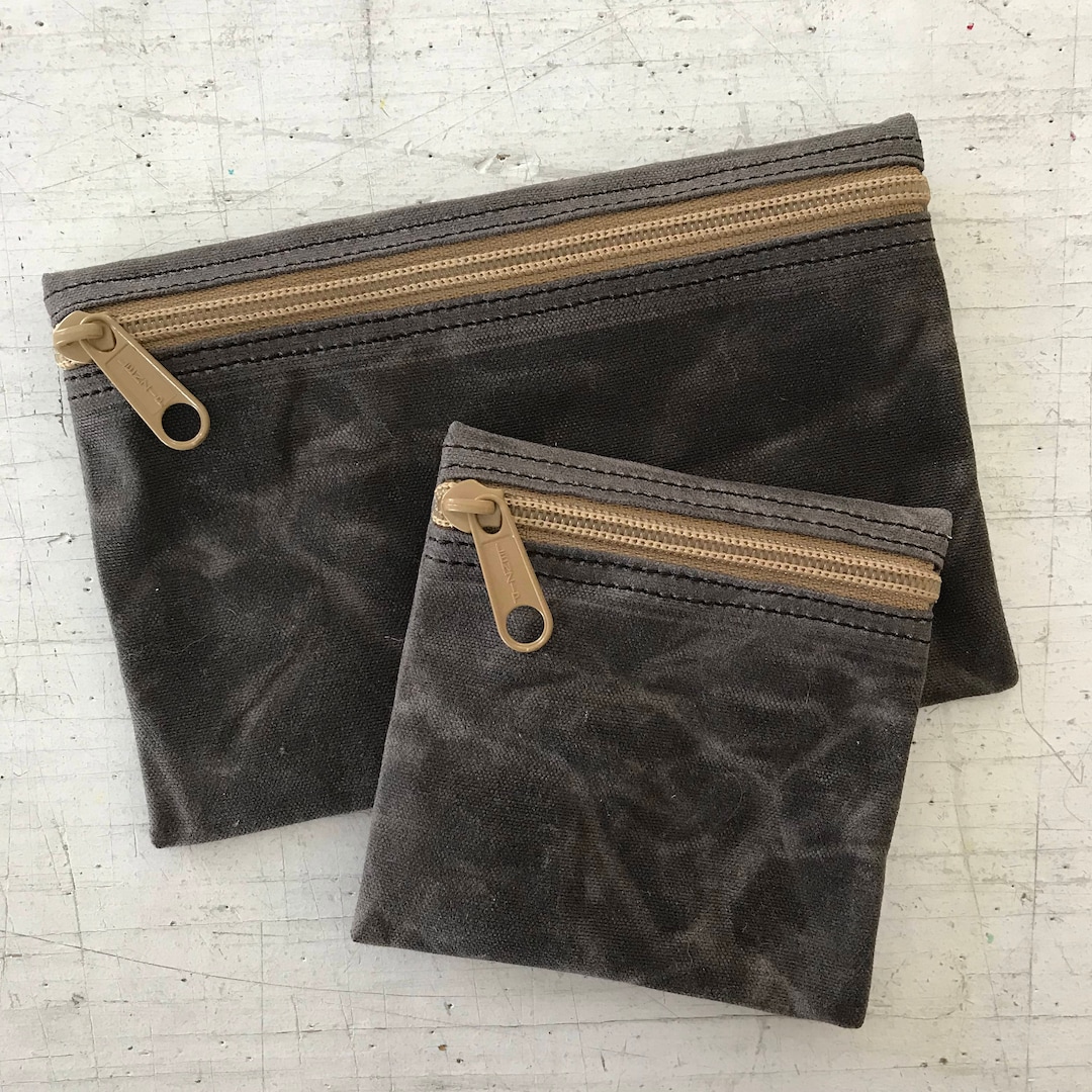 Waxed Canvas Zip Bagmakeup Bag Phone Bag Camping Zip Bag - Etsy