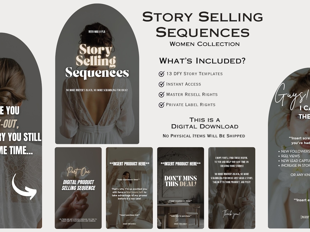 Women Story Selling Sequences Faceless Marketing Plr Mrr Stories ...