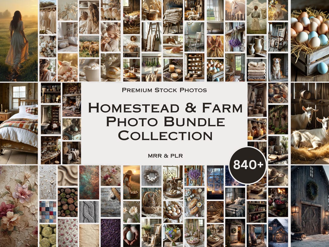 Homestead and Farm Bundle Stock Photos Cottage Animals Cow Eggs ...