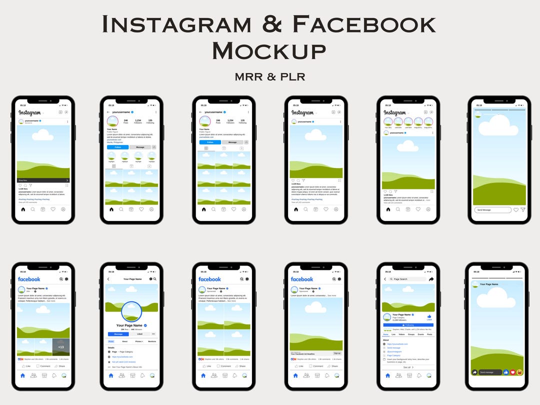 Instagram & Facebook Mockup Template Social Media Editable Canva ...