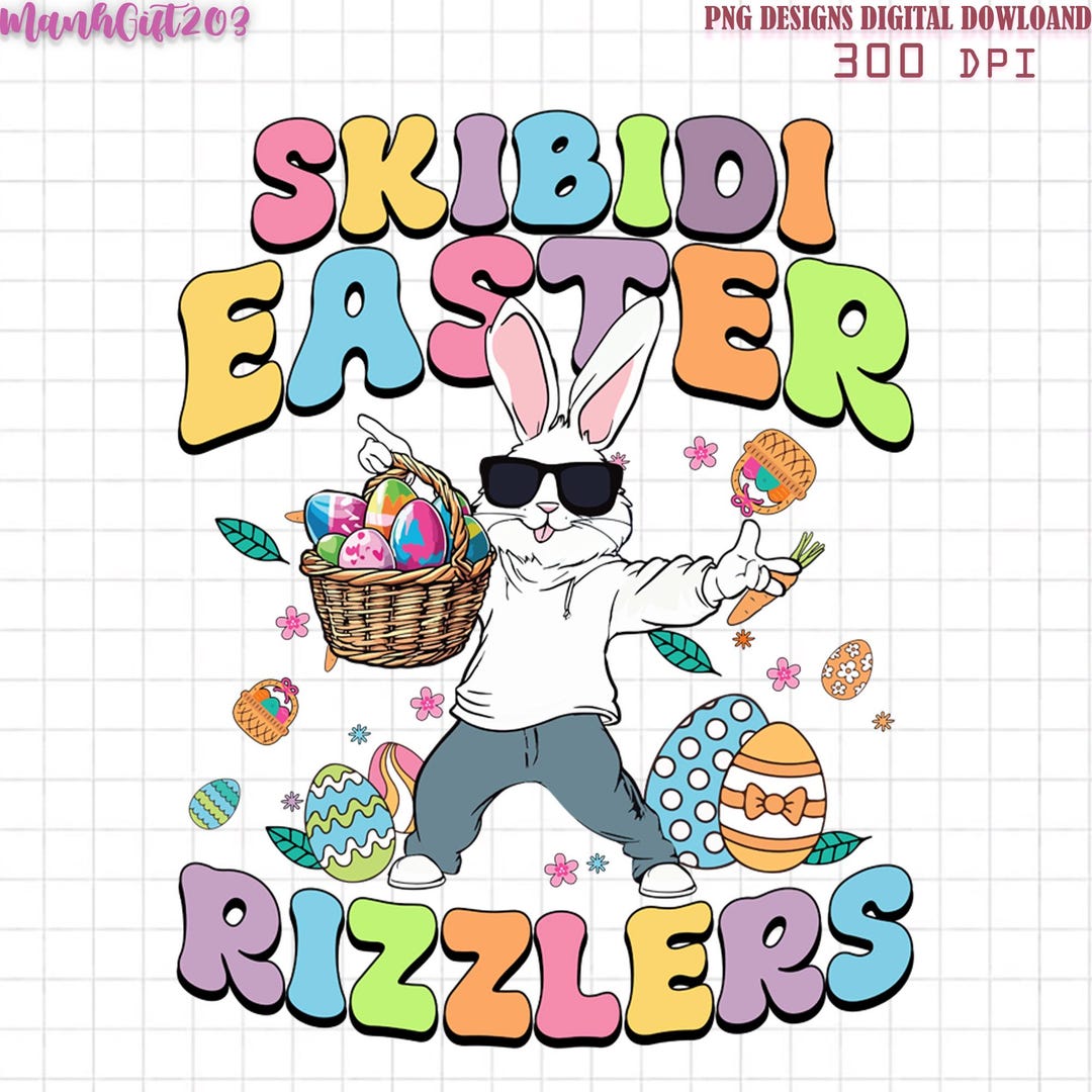 Skibidi Rizzles Easter Bunny Png, Dabbing Rabbit Easter Day, Easter ...