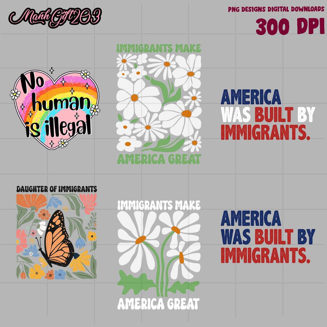 Bundle America Was Built by Immigrants PNG, Patriotic Immigration Quote ...