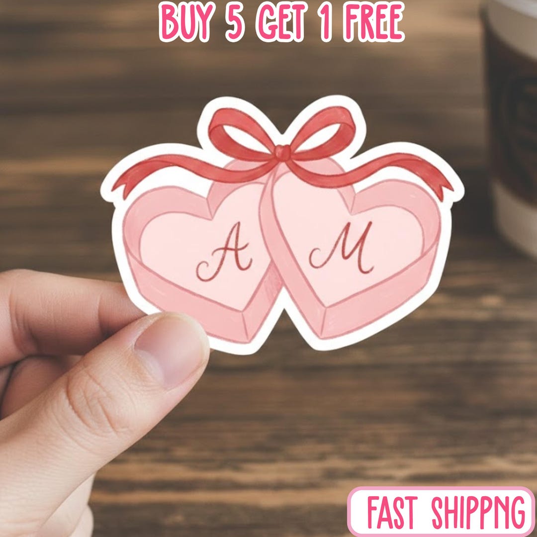 Custom Initials Heart Locket Sticker, Couples Gift, Anniversary, Hand ...