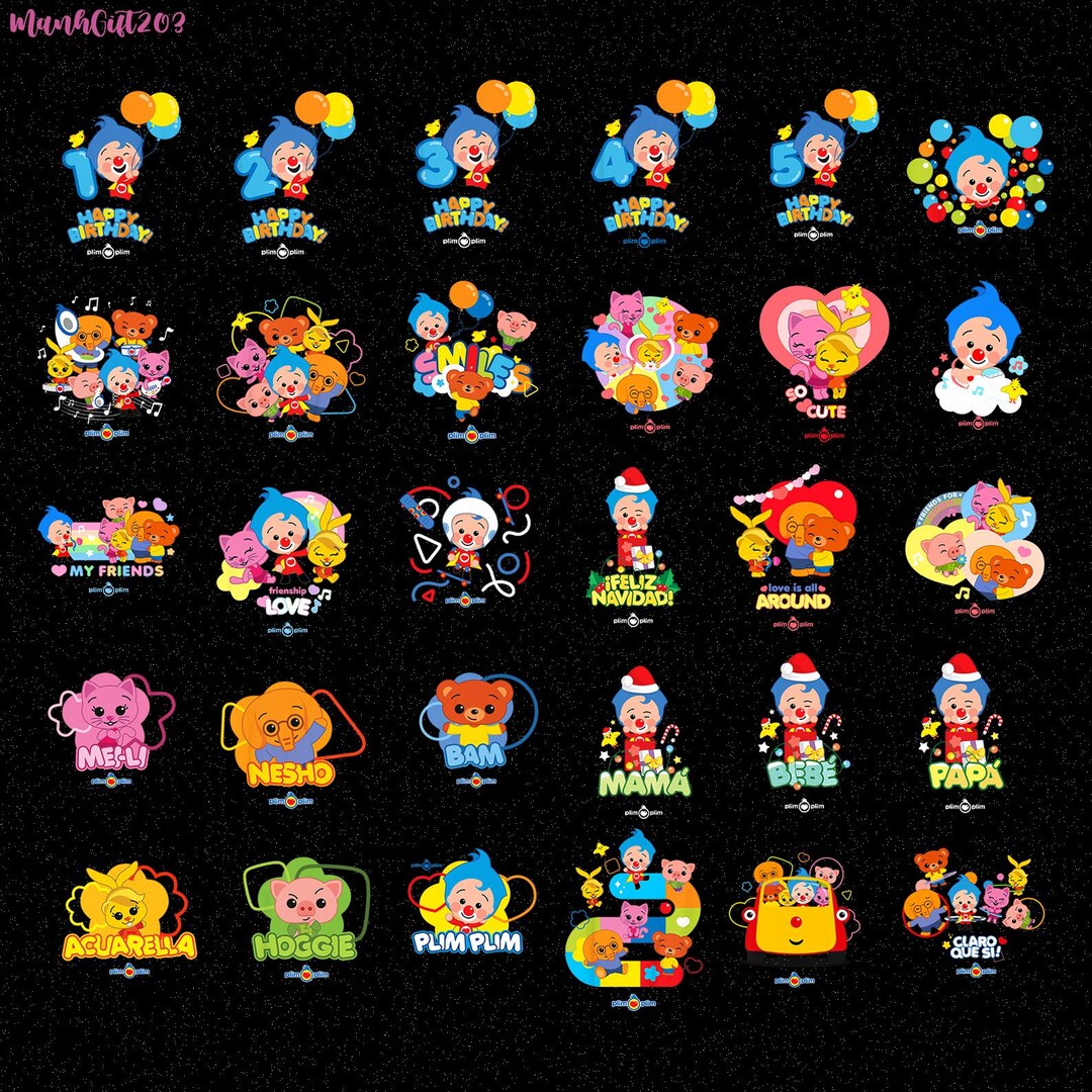 30+ Plim Plim Kids Png Bundle, Plim Plim the Clown and His Friends Png ...