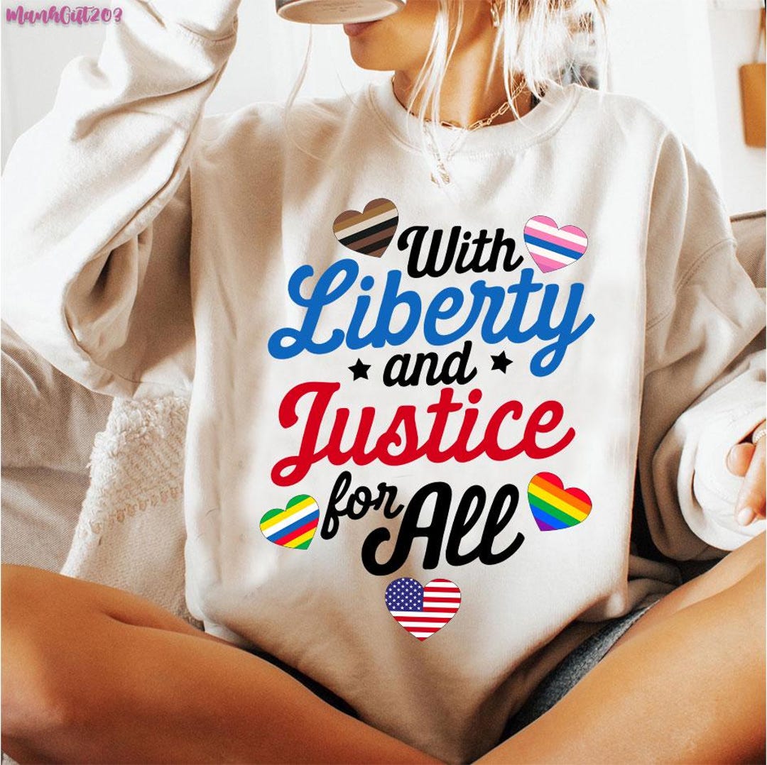 Liberty and Justice for All PNG | LGBTQ Pride Sublimation Design | Anti ...