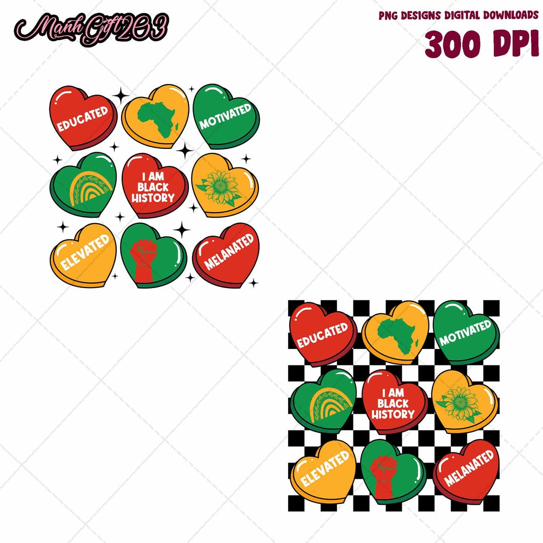 Candy Heart Black History Month PNG, Checkered Black History Month ...