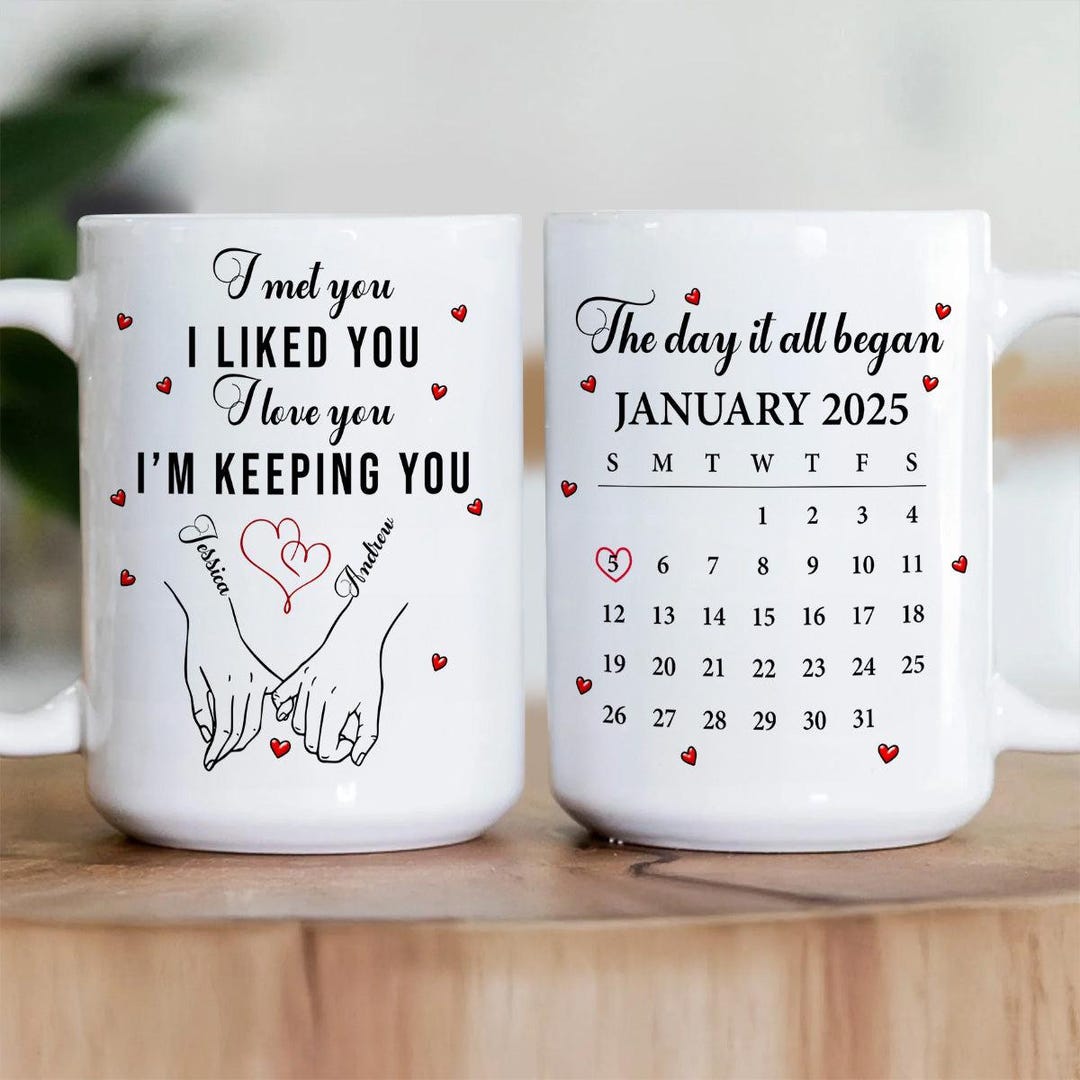 Personalized Calendar Mug, the Day It All Began Gift, Custom Date ...