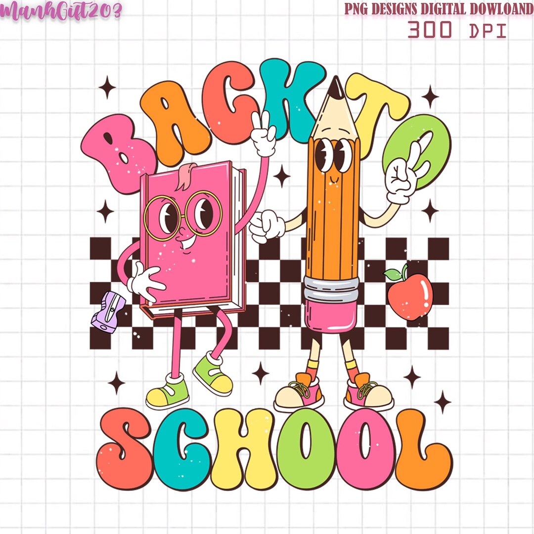 Groovy School Png, Retro Back to School Supplies Png, Teacher Png ...