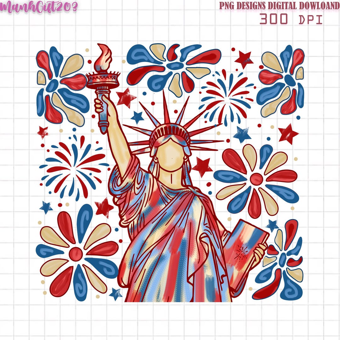 Retro 4th July Statue of Liberty, 4th July Png Png, America USA Png ...