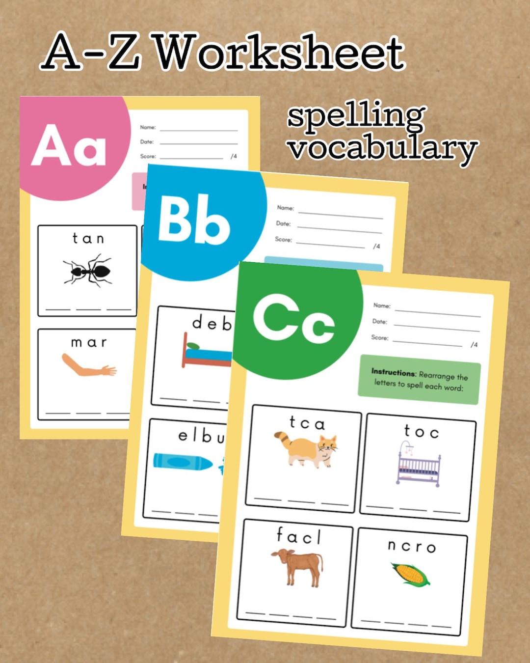 Alphabet Word Scramble Worksheets | A–Z Letter Activities | Printable ...