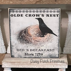 Primitive Olde Crow Sign ~ Primitive Signs ~ Primitive Decor ~ Shelf ...