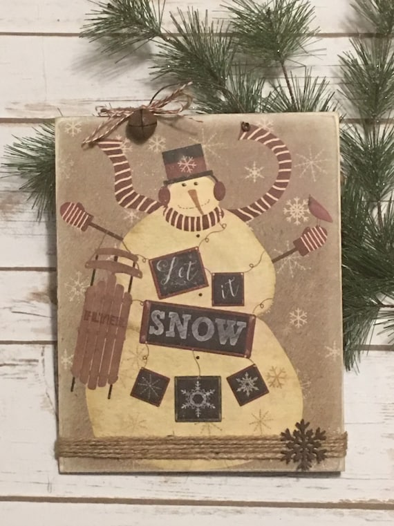 Snowman Sign Primitive Snowman Sign Primitive Signs Winter - Etsy