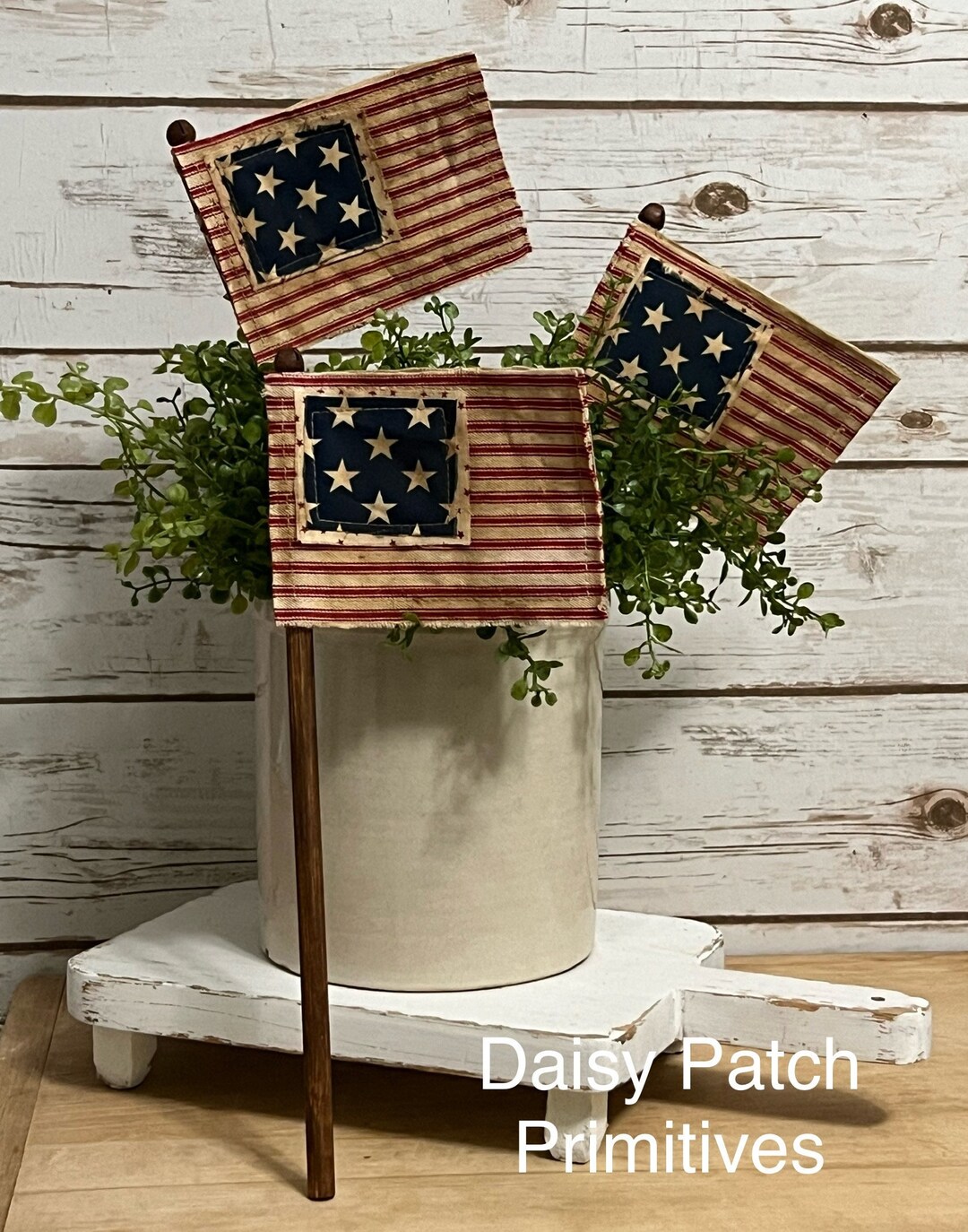 Primitive Americana Flags: Set of Three, 4th of July Decor - Etsy