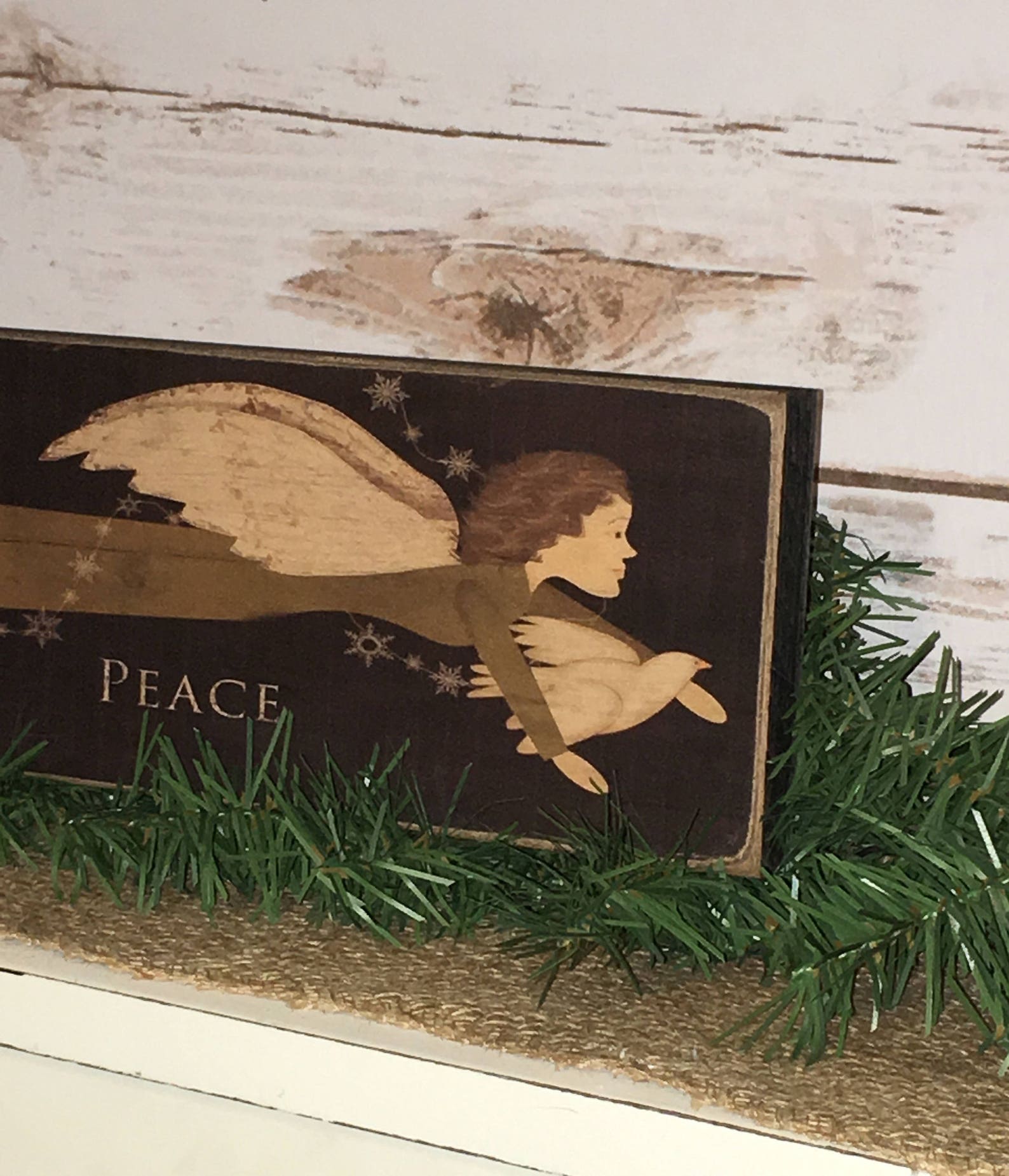 Peace Folk Art Angel,christmas Angel,rustic Christmas Decor,primitive ...