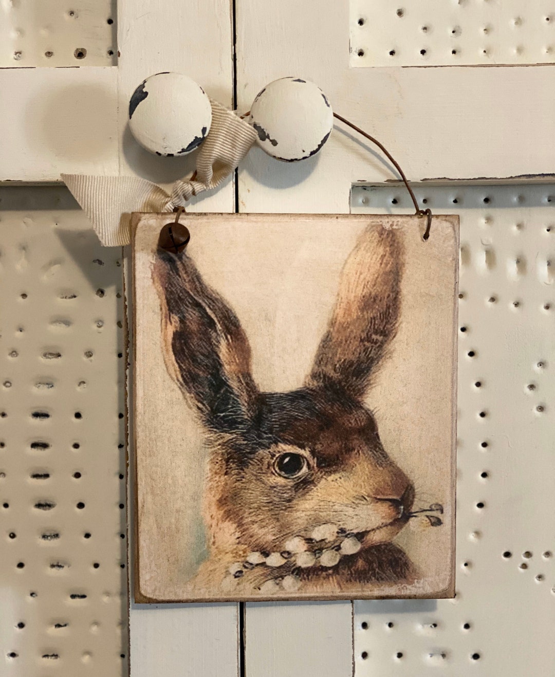 Primitive Spring Decor,primitive Rabbit Sign,primitive Peg Hanger ...