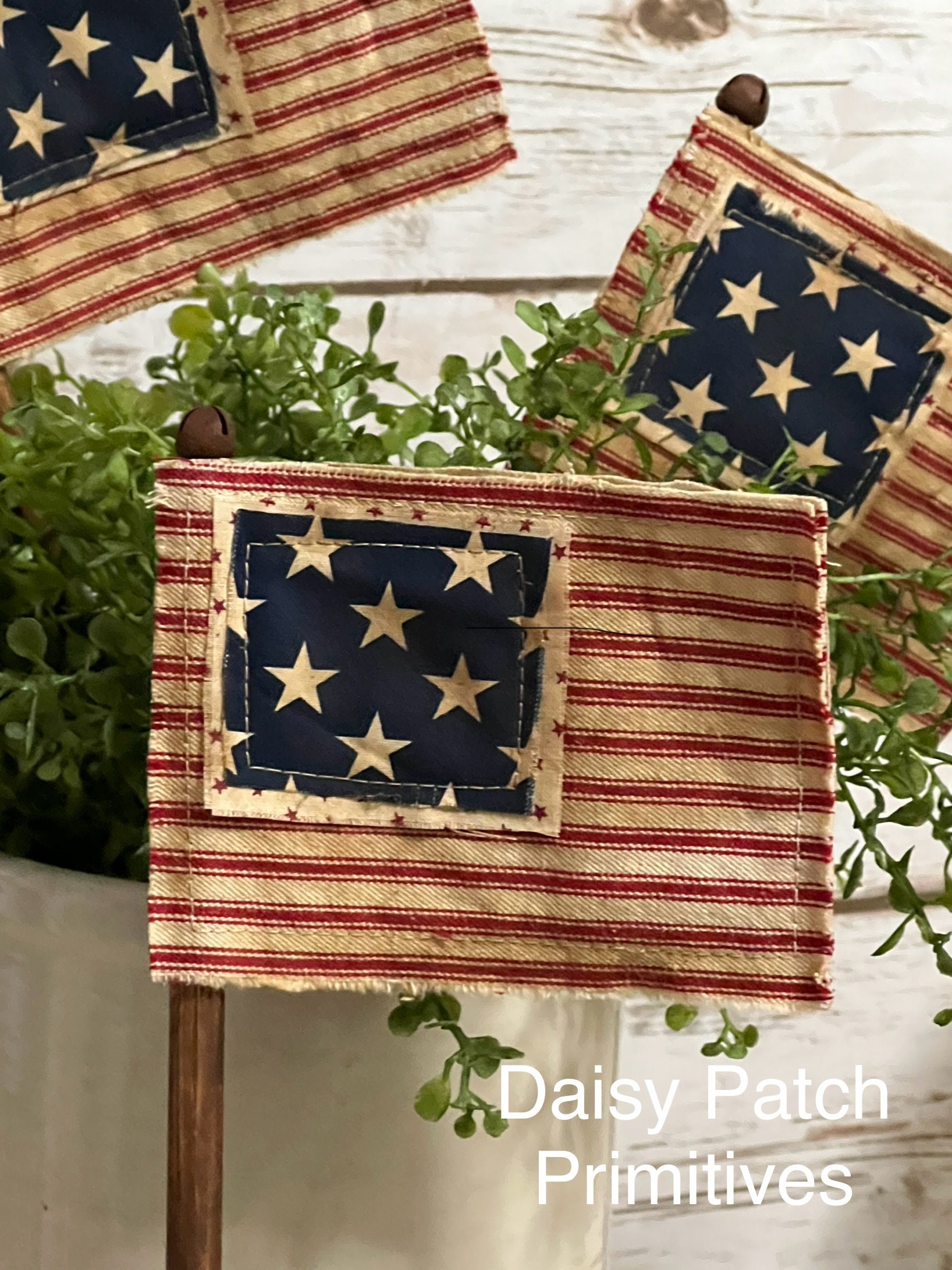 Primitive Americana Flags: Set of Three, 4th of July Decor - Etsy