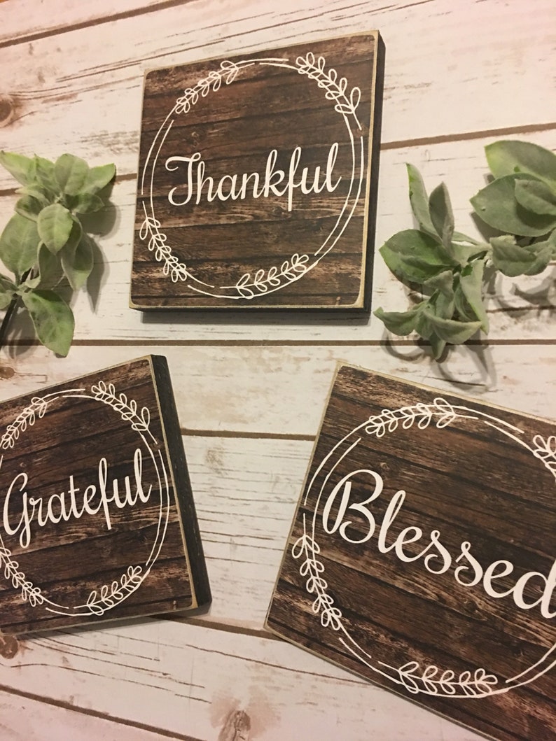 Thankful,grateful,blessed Rustic Signs,set of 3,rustic Home Decor ...