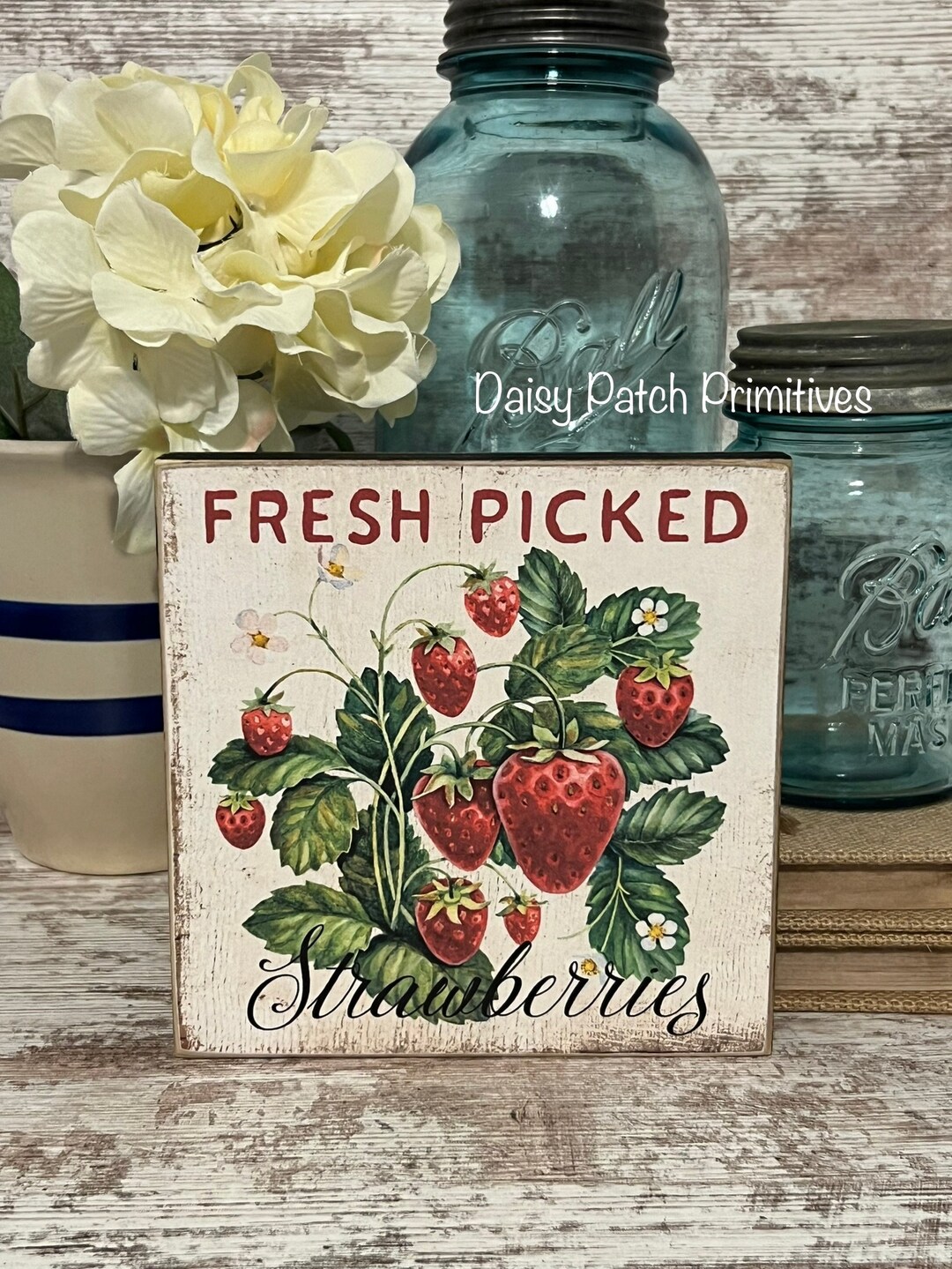 Fresh Picked Strawberries ~ Strawberry Sign ~ Country Farmhouse ...