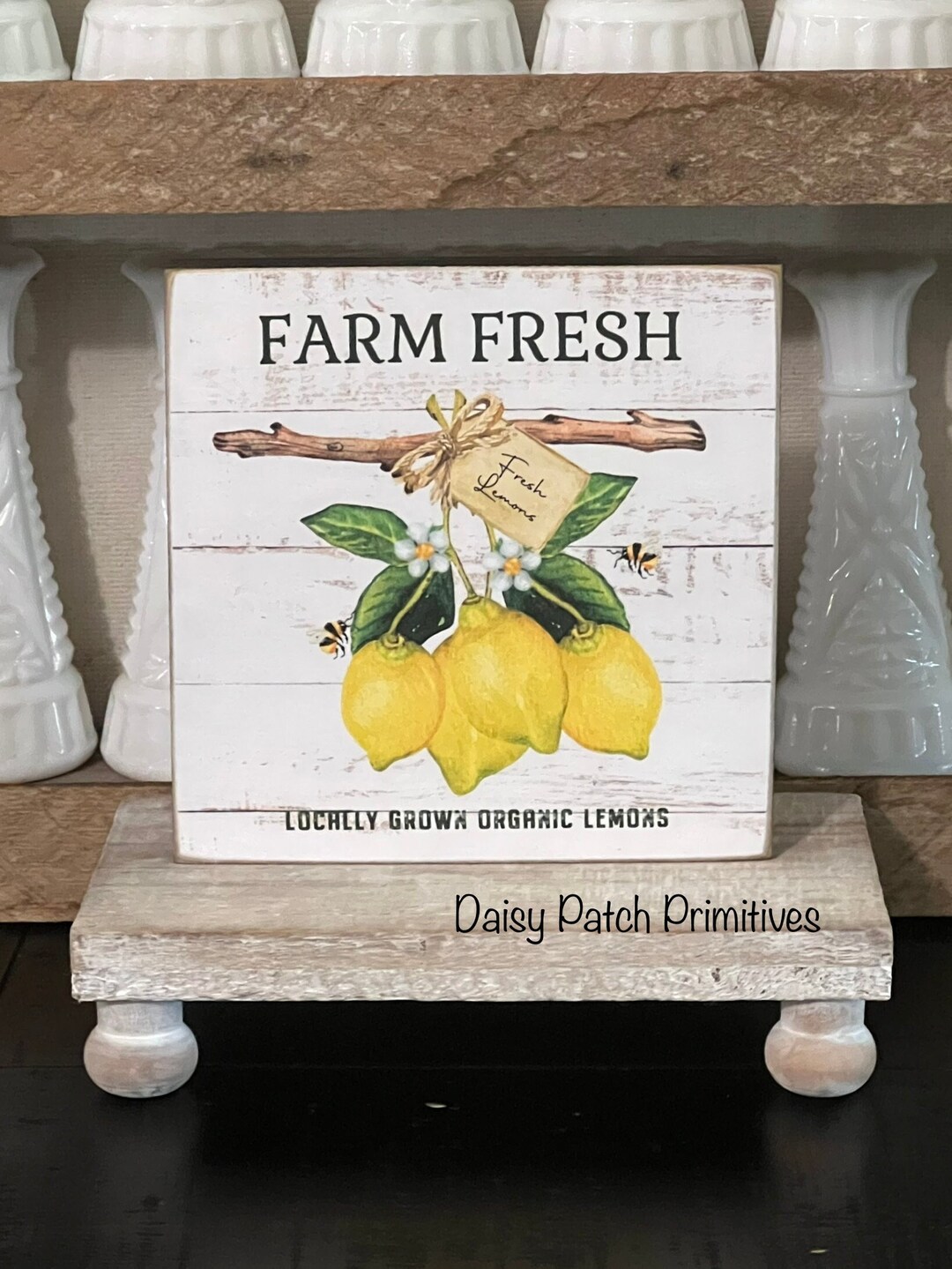 Primitive Farm Fresh Lemons Sign ~ Tiered Tray Sign ~ Primitive Rustic ...
