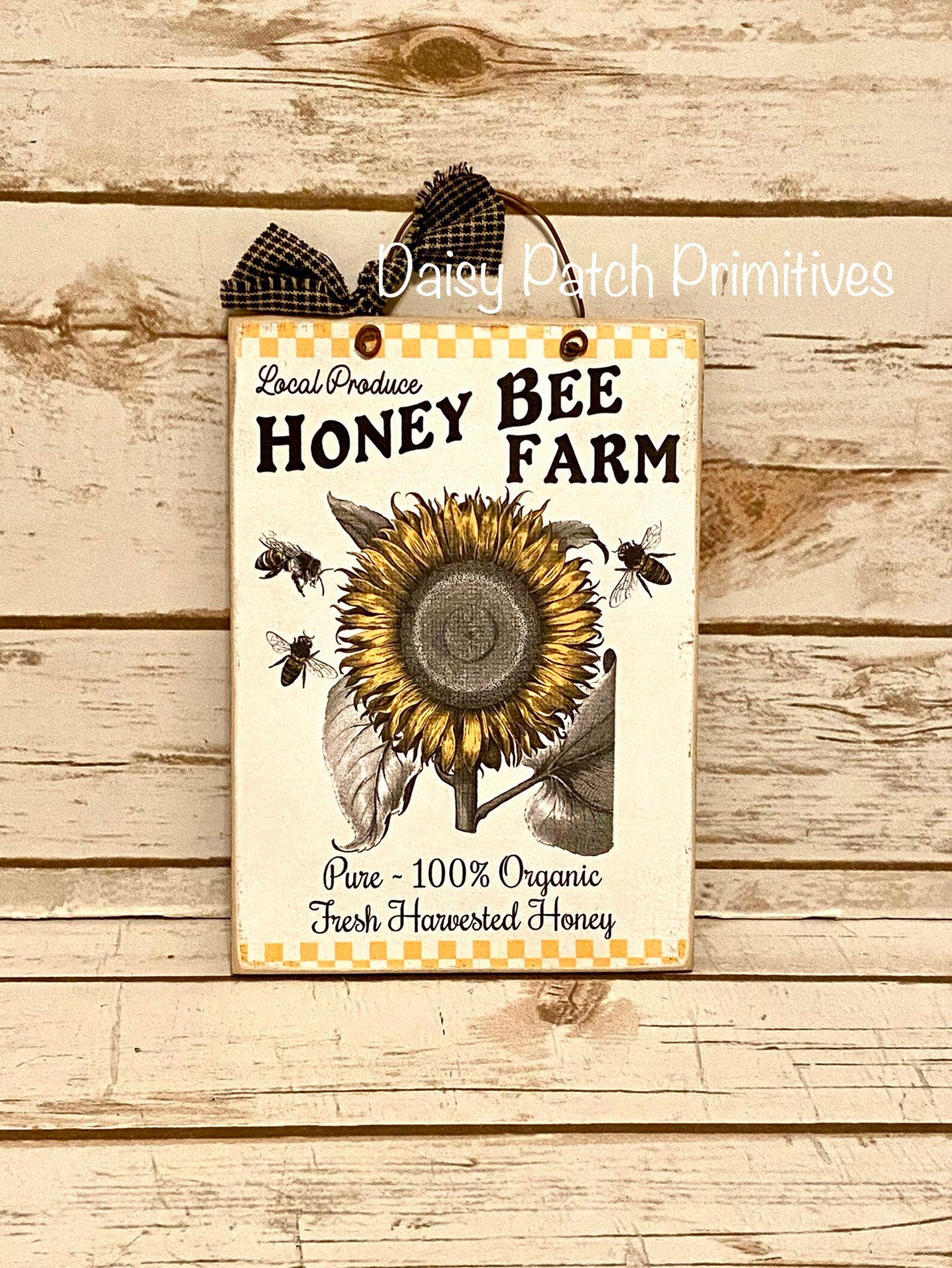 Primitive Peg Hanger Signprimitive Decorbee Decorsunflower | Etsy