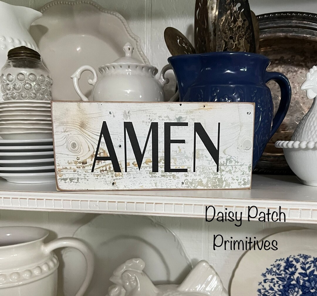 Amen Wood Sign ~ Amen Wall Decor ~ Farmhouse Rustic Decor ~ Primitive ...