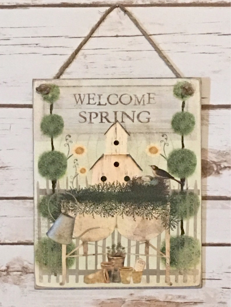 Welcome Spring Sign,spring Decoration,primitive Spring Sign,rustic ...