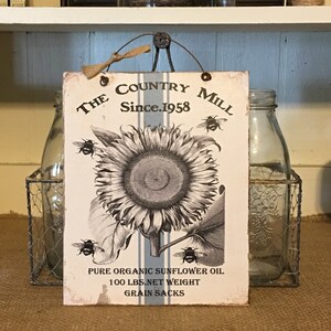 Farmhouse Decor,vintage Rustic Sunflower,sign,rustic Sign,grain Sack ...