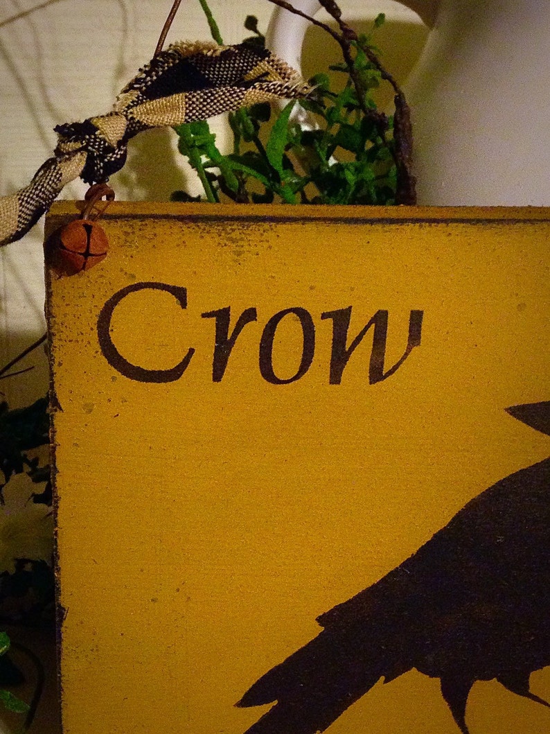 Primitive Crow Sign Ornie, Handmade Wood Sign - Etsy
