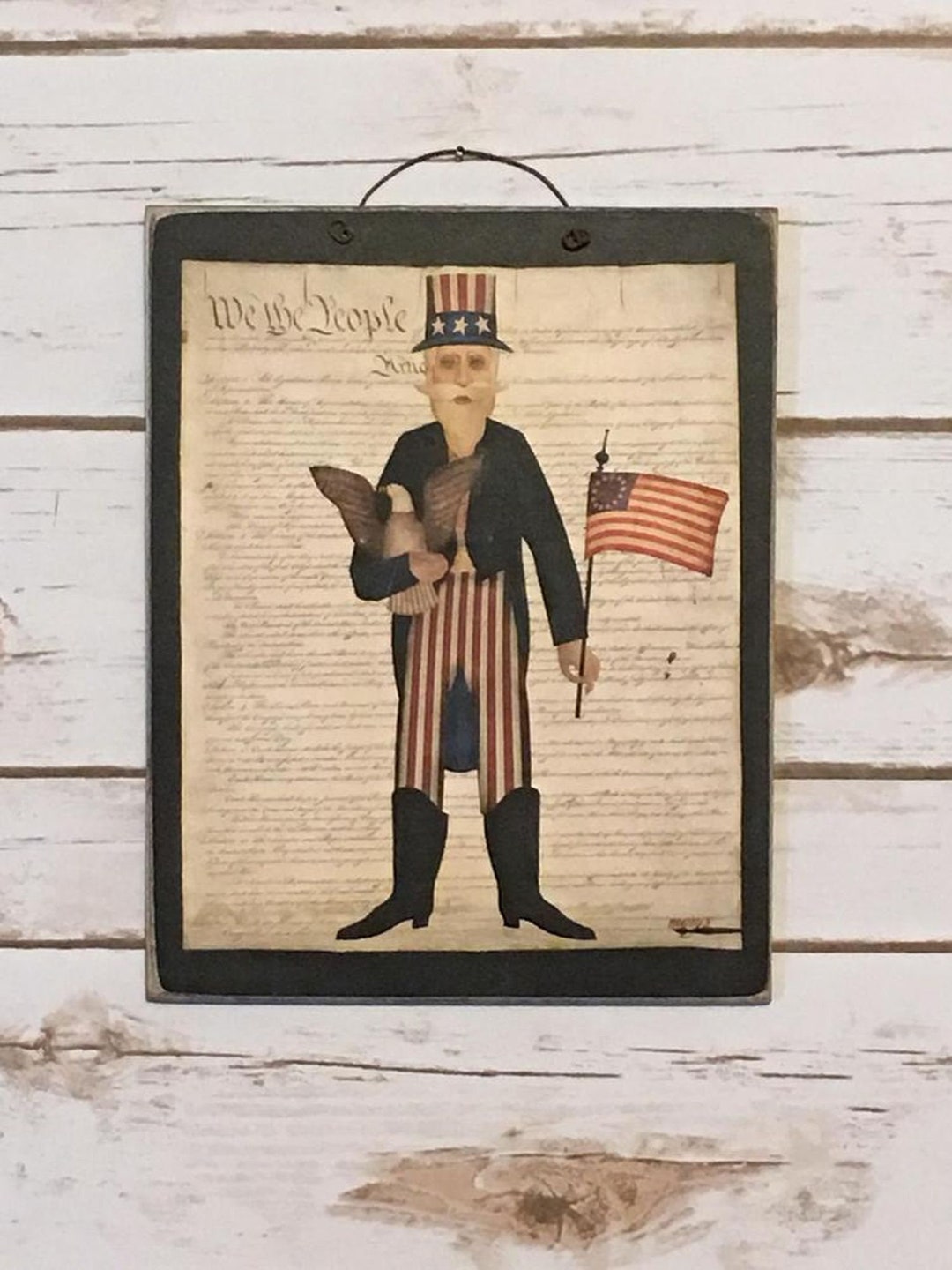Uncle Sam Sign,americana Decor,primitive Patriotic Sign,uncle Sam Folk ...