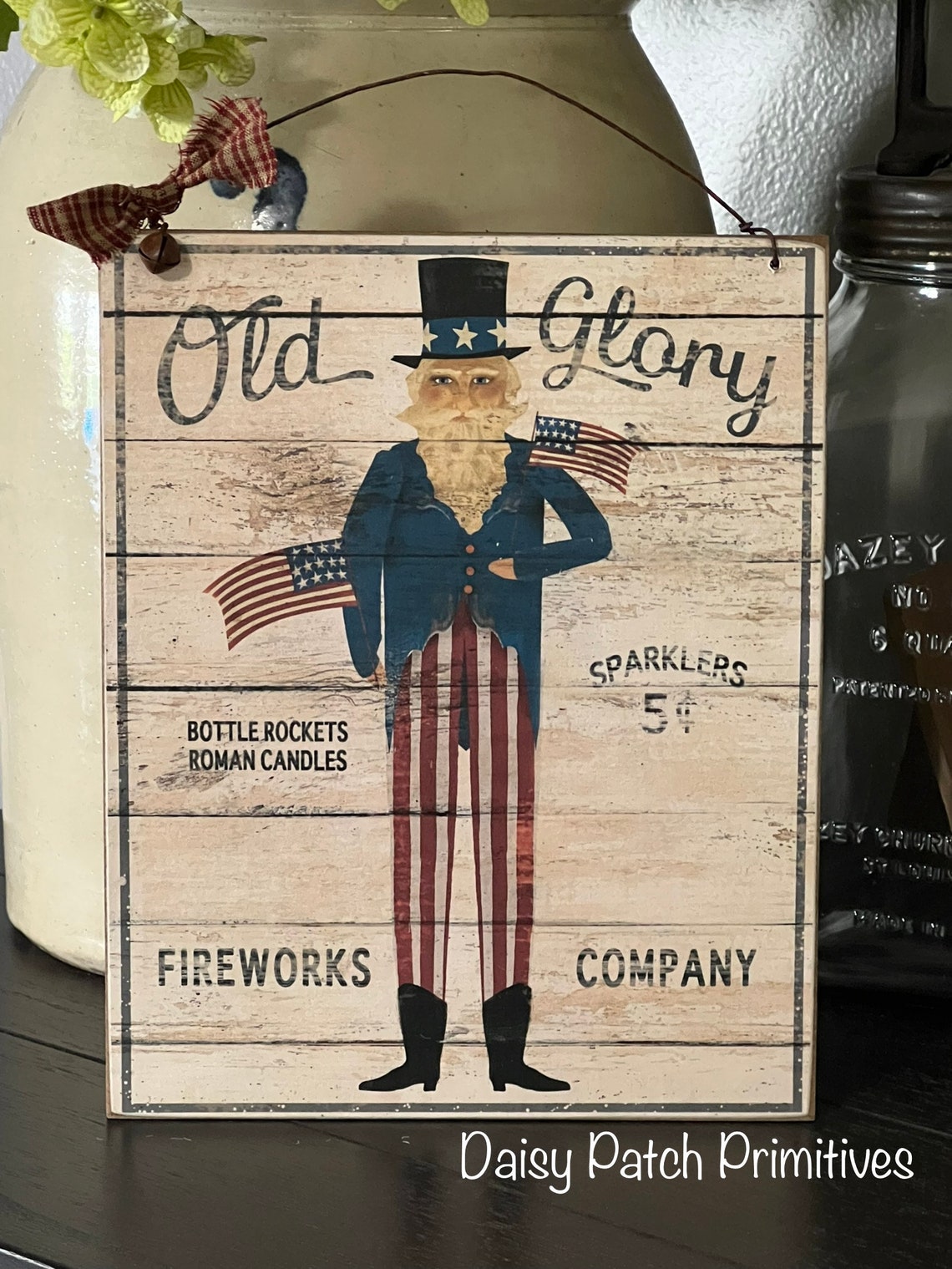 Old Glory Uncle Sam Sign ~ Primitive Americana Decor ~ Fourth of July ...