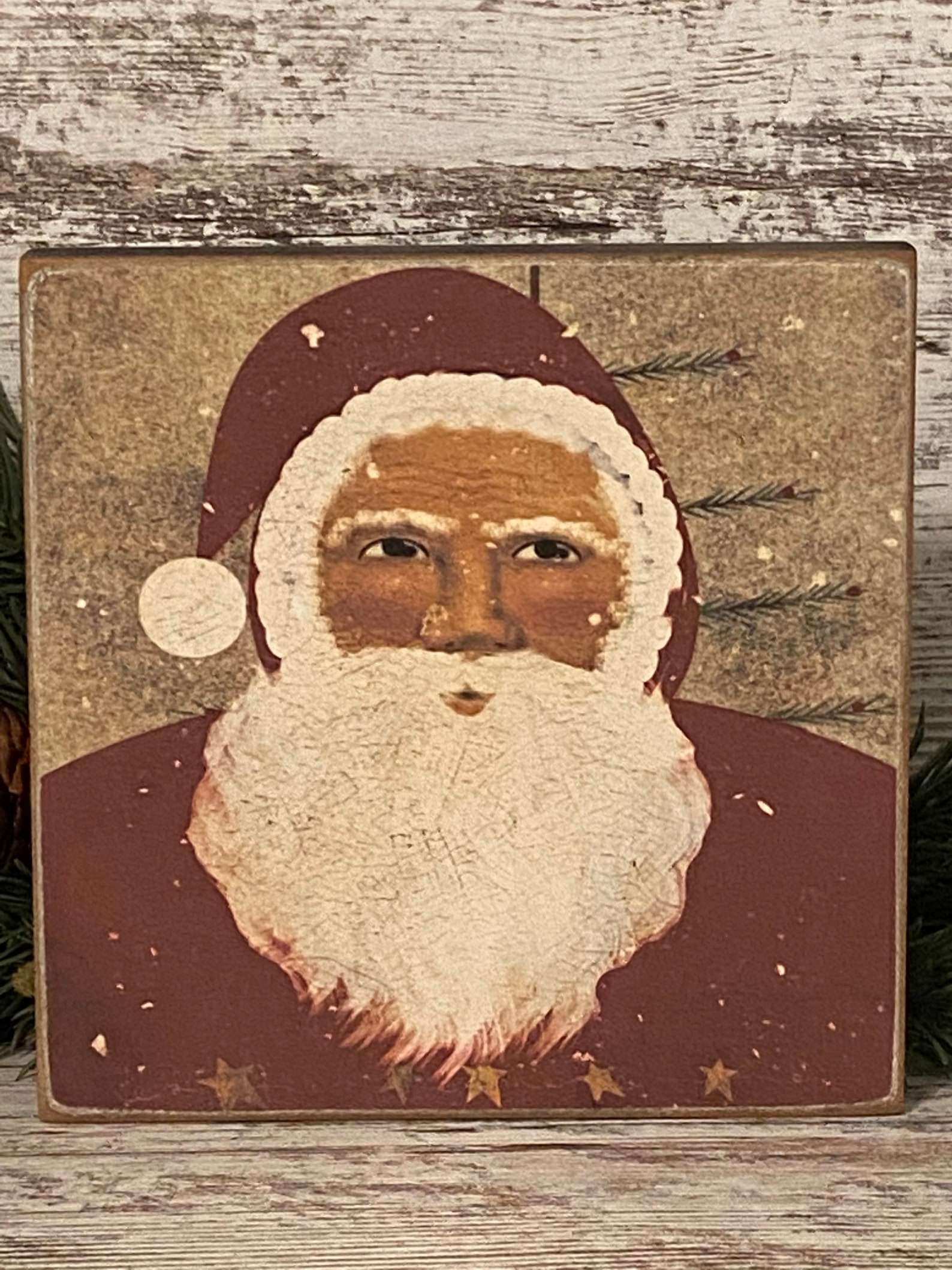 Primitive Folk Art Santa ~ Primitive Santa Sign ~ Primitive Christmas ...