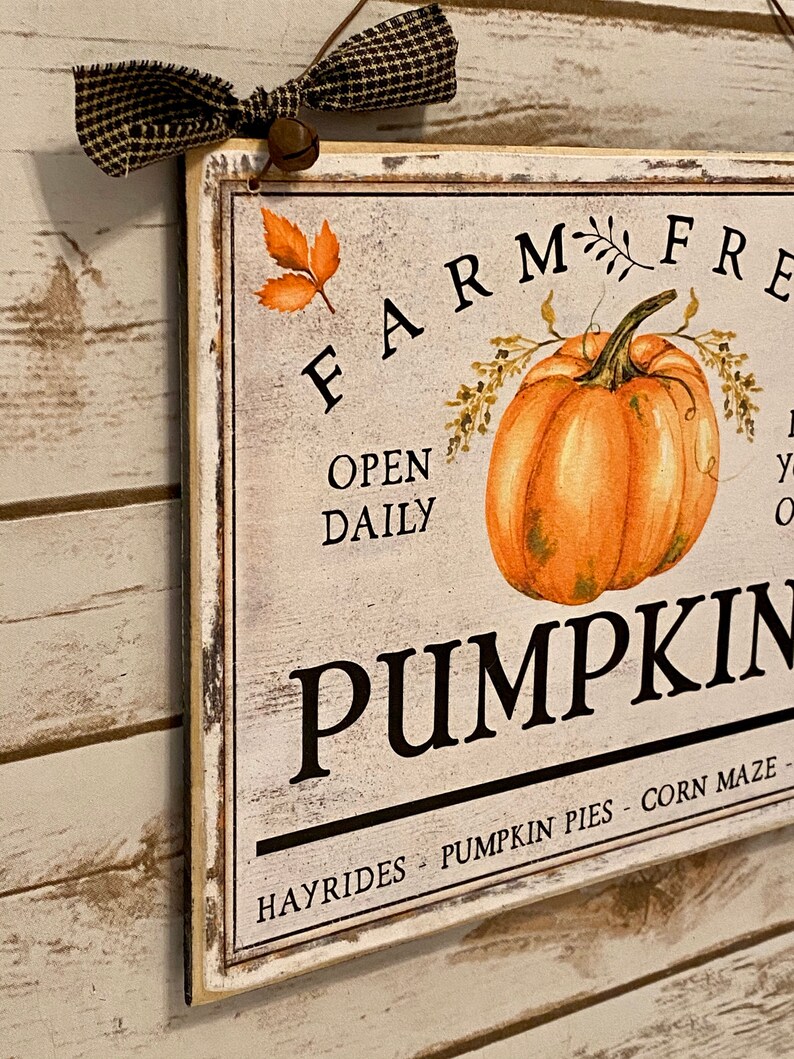 Primitive Farm Fresh Pumpkins Sign Farmhouse Pumpkin Sign | Etsy