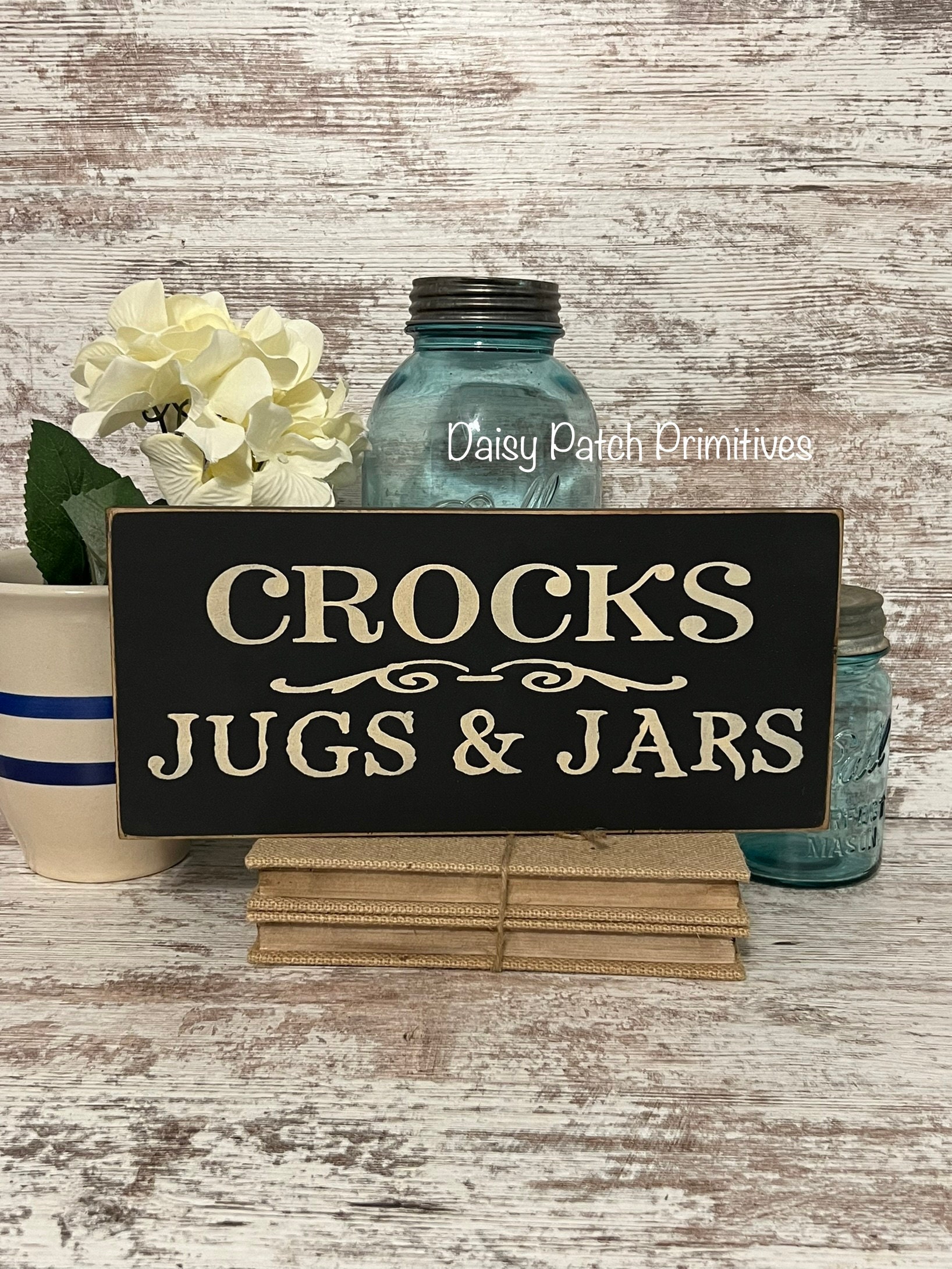 Crocks Jugs & Jars Sign: Primitive Kitchen Decor - Etsy