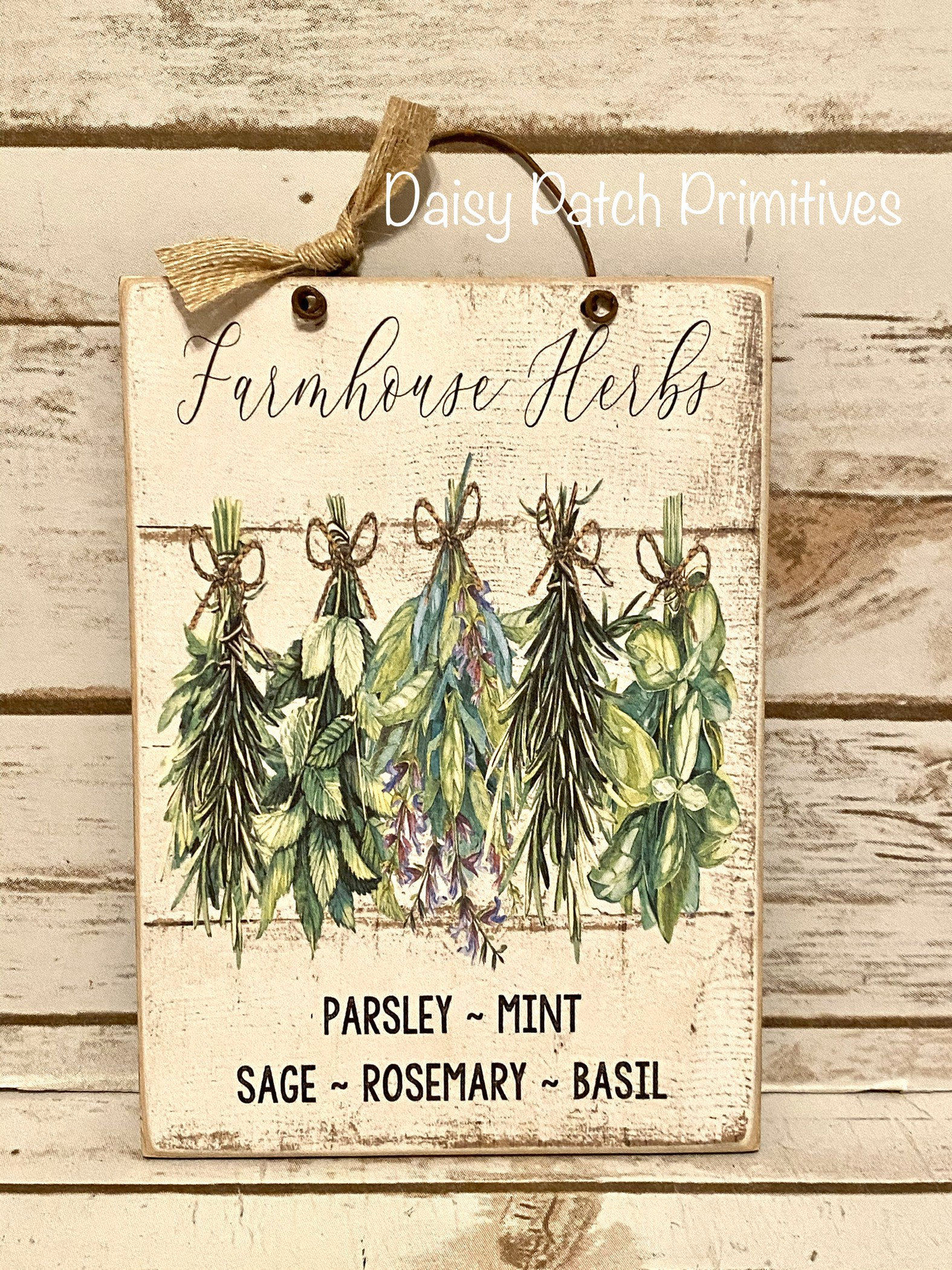 Farmhouse Herbs Sign/peg Hanger/primitive Herb Sign/rustic Farmhouse ...