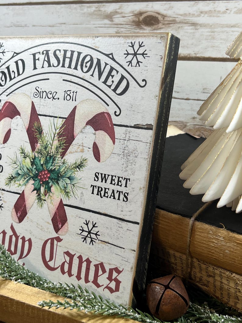 Primitive Vintage Old Fashioned Candy Canes ~ Candy Cane Sign ...