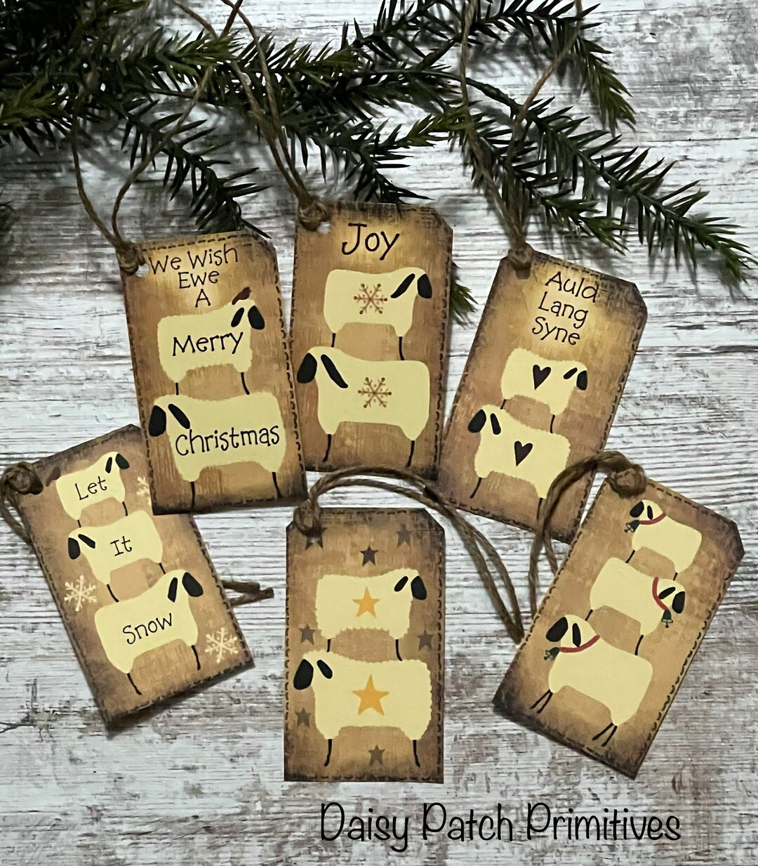 Christmas Gift Tags ~ Primitive Gift Tags ~ Sheep Gift Tags ~ Primitive ...