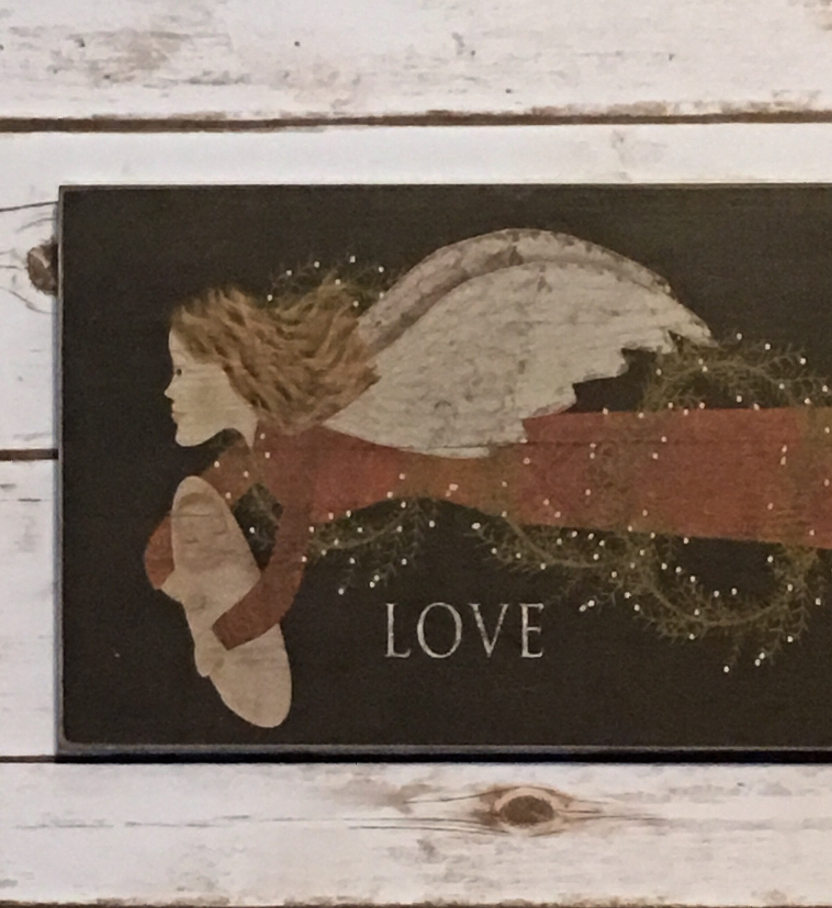 Christmas Folk Art Angel,8" X 14",love,christmas Angel,rustic Christmas ...