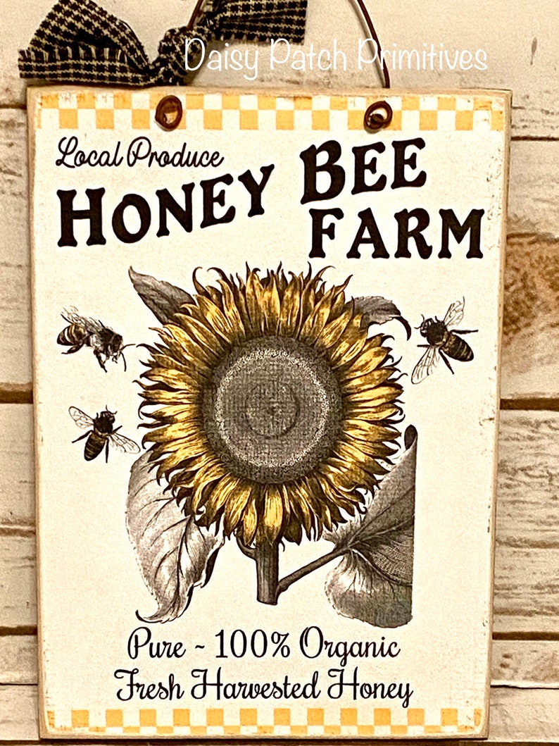 Primitive Peg Hanger Signprimitive Decorbee Decorsunflower | Etsy