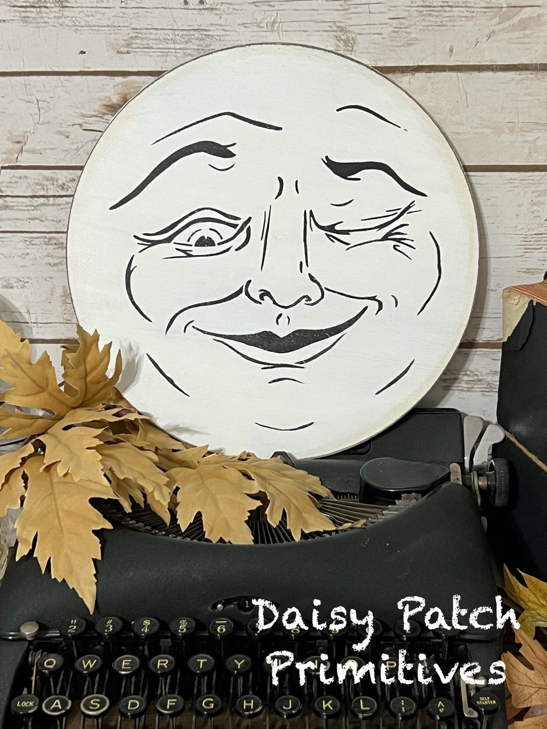 Moon Face Sign, Winking Moon Face Sign, Halloween Decor, Fall Decor ...