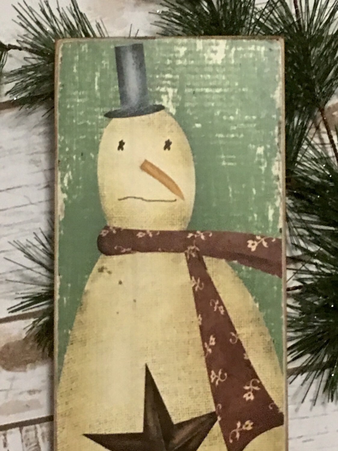 Primitive Snowman Sign Christmas Sign Rustic Snowman Sign Snowman Decor ...