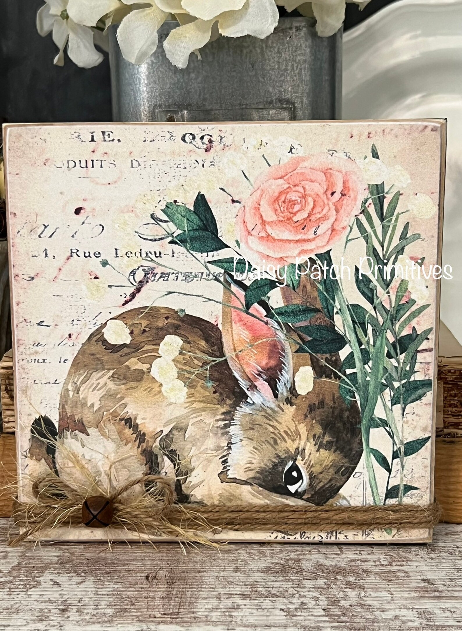 Vintage Rabbit Shy Bunny Primitive Rabbit Sign Tiered - Etsy