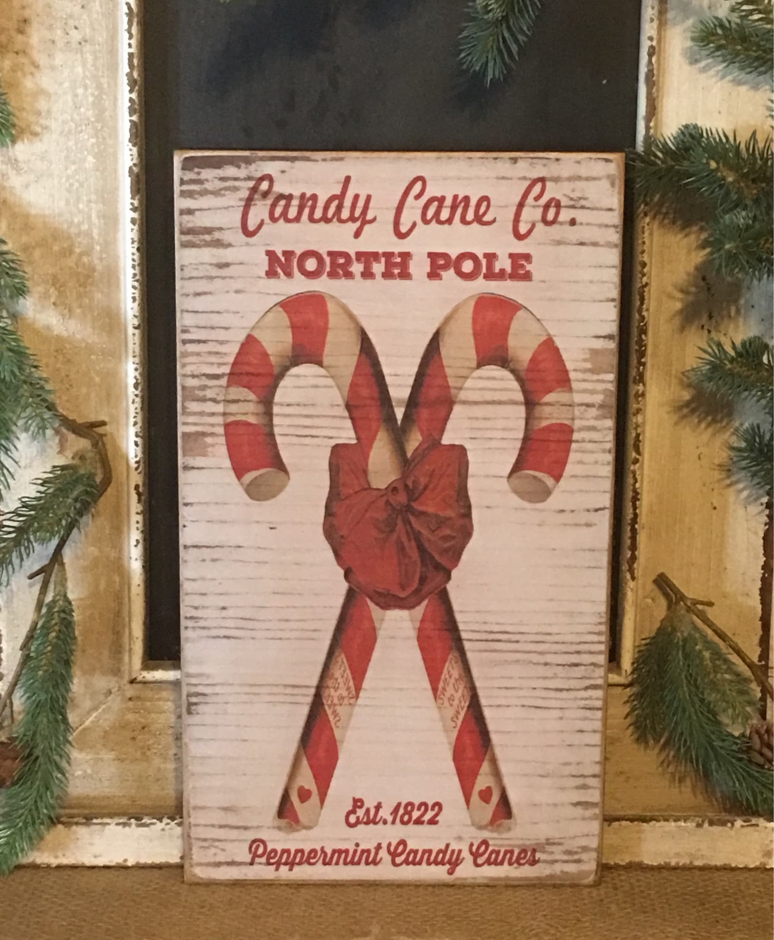 Candy Cane Signchristmas Signchristmas Decorationprimitive - Etsy