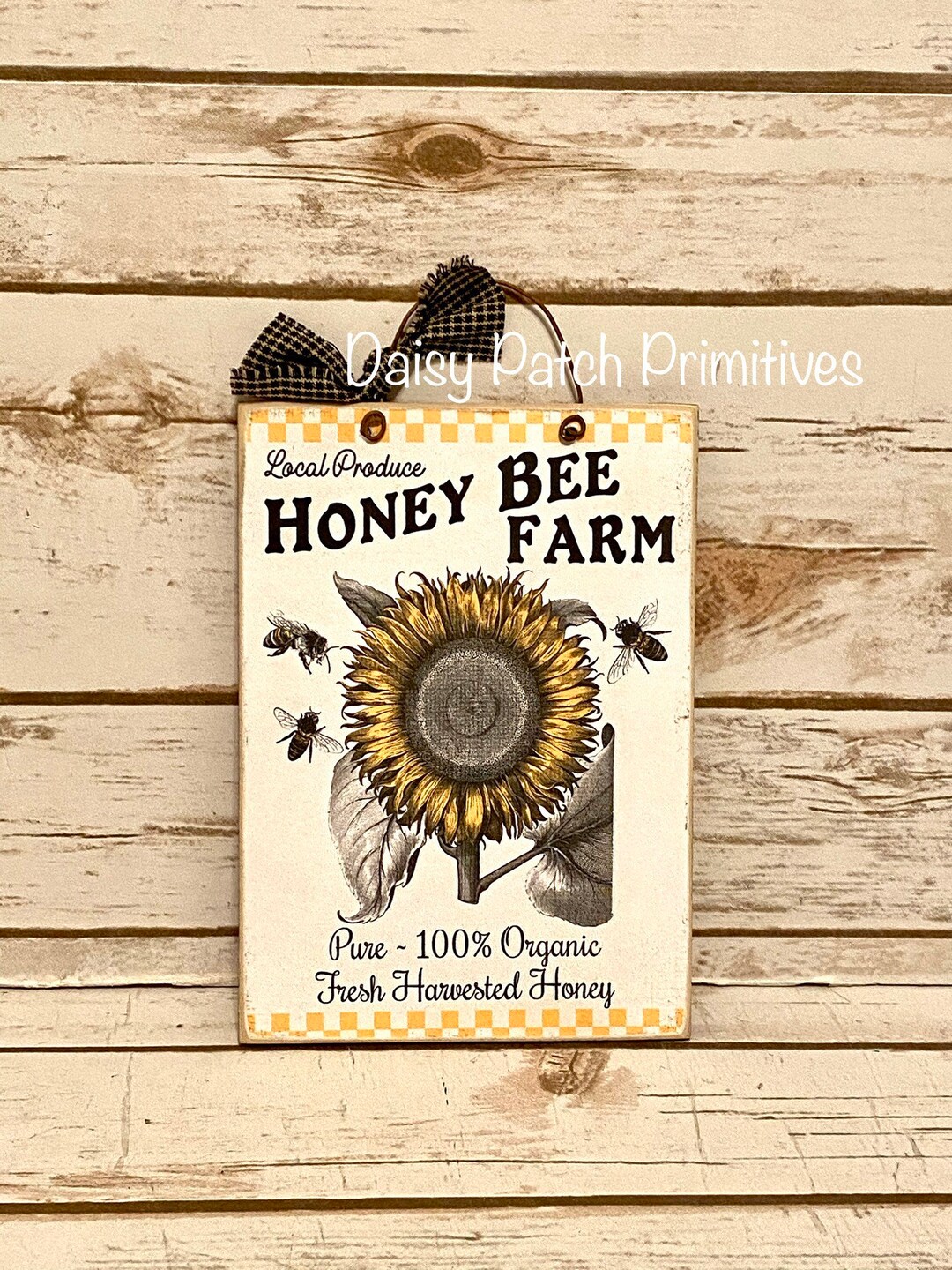 Primitive Peg Hanger Sign,primitive Decor,bee Decor,sunflower Decor ...